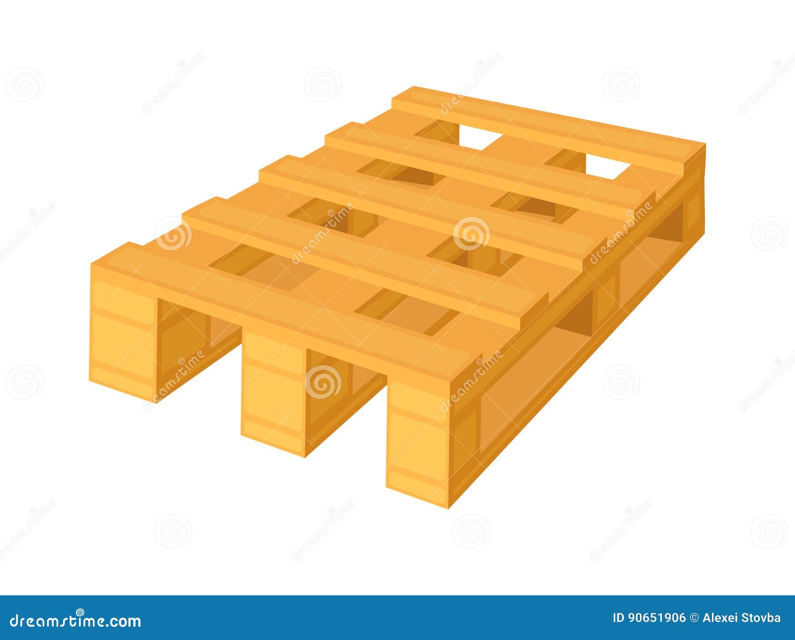 Wooden Pallet in Perspective, Front and Side View with Dimensions ...