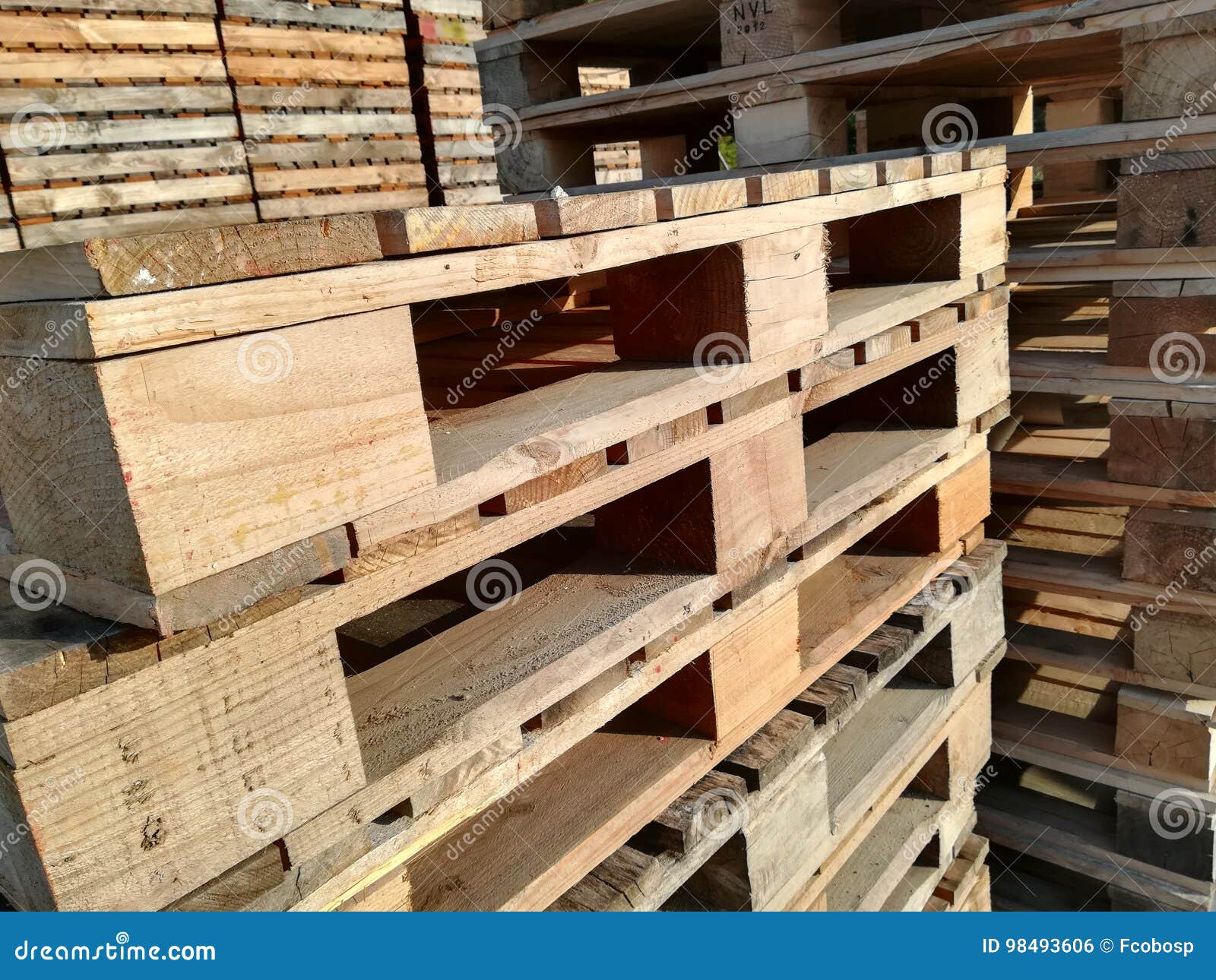 Wooden pallets stock photo. Image of plywood, lumber - 98493606