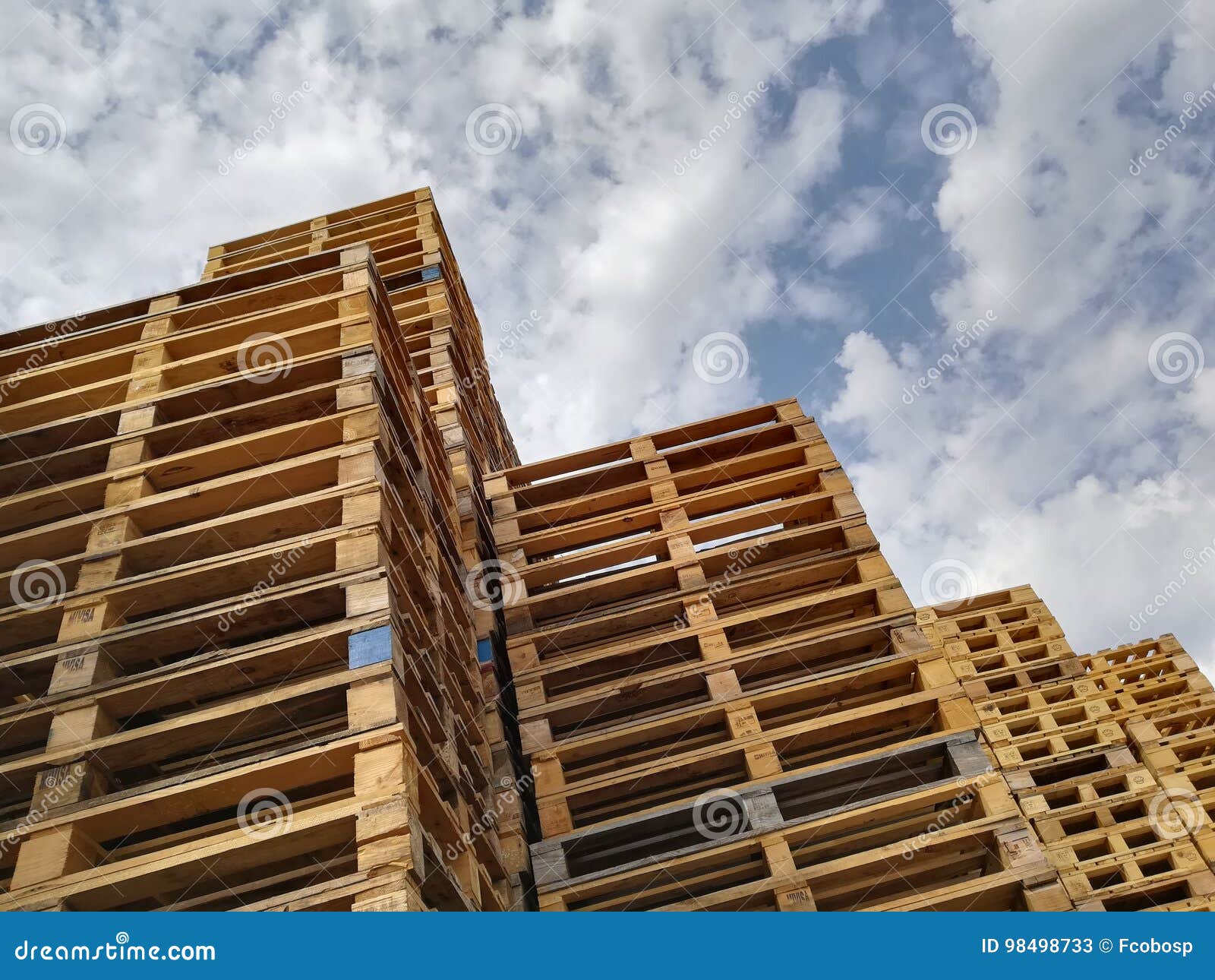 Wooden pallets stock image. Image of industrial, industry - 98498733