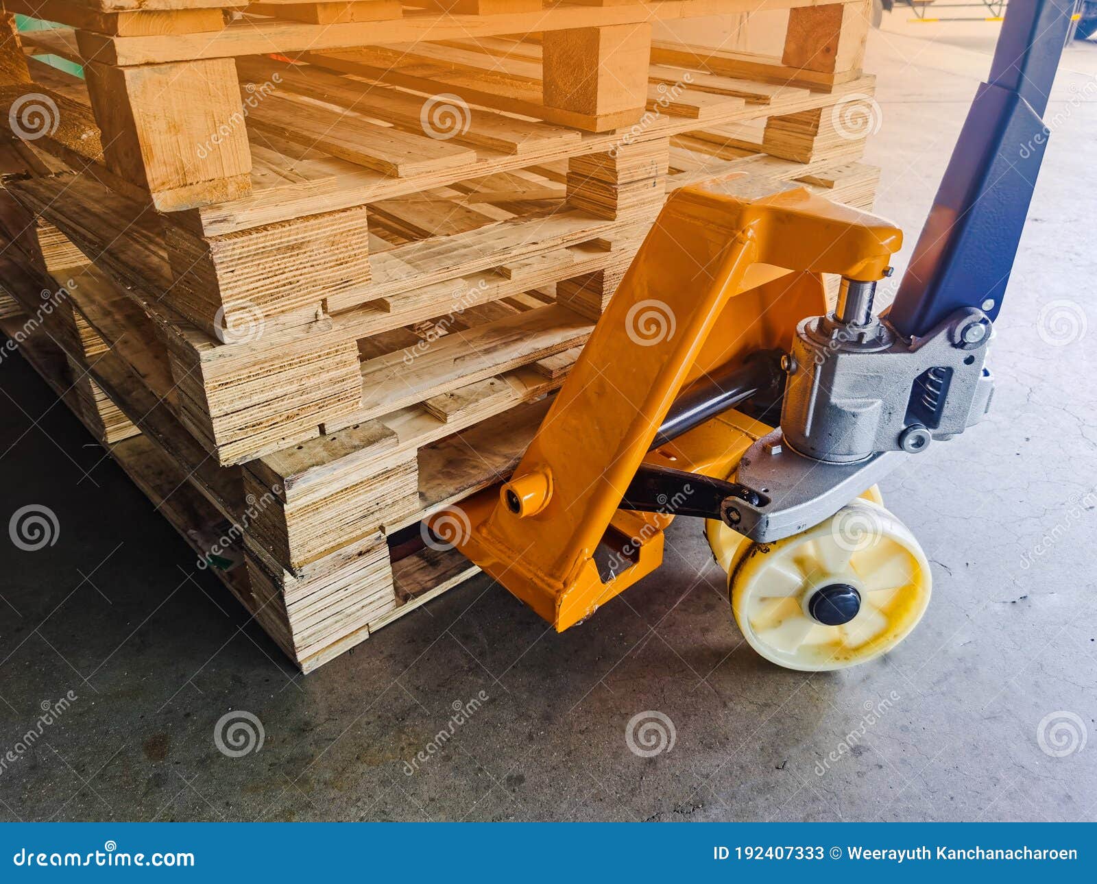 Wooden Pallets Stack at the Freight Cargo Warehouse Storage for ...