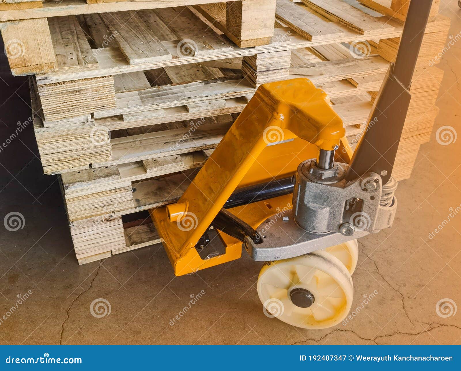 Wooden Pallets Stack at the Freight Cargo Warehouse Storage for ...