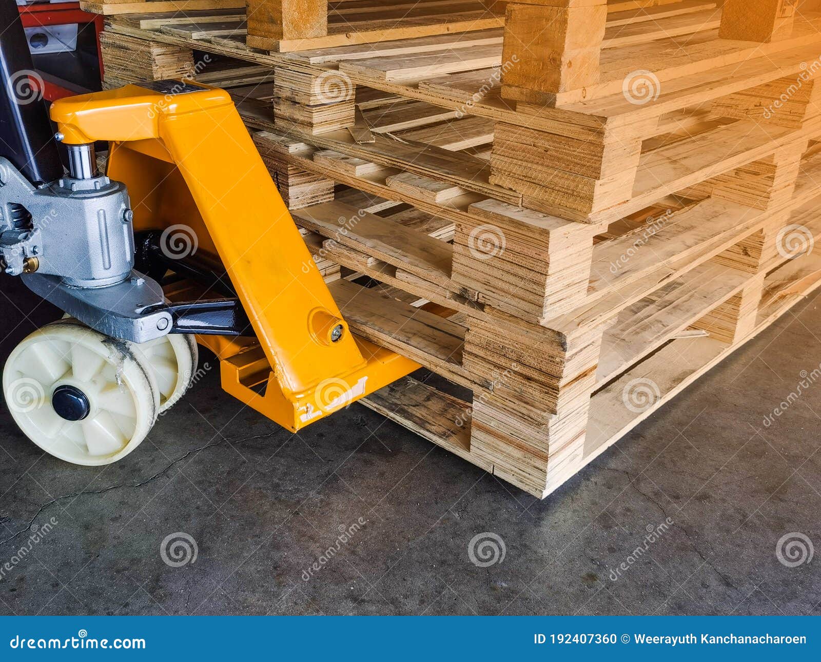 Wooden Pallets Stack at the Freight Cargo Warehouse Storage for ...