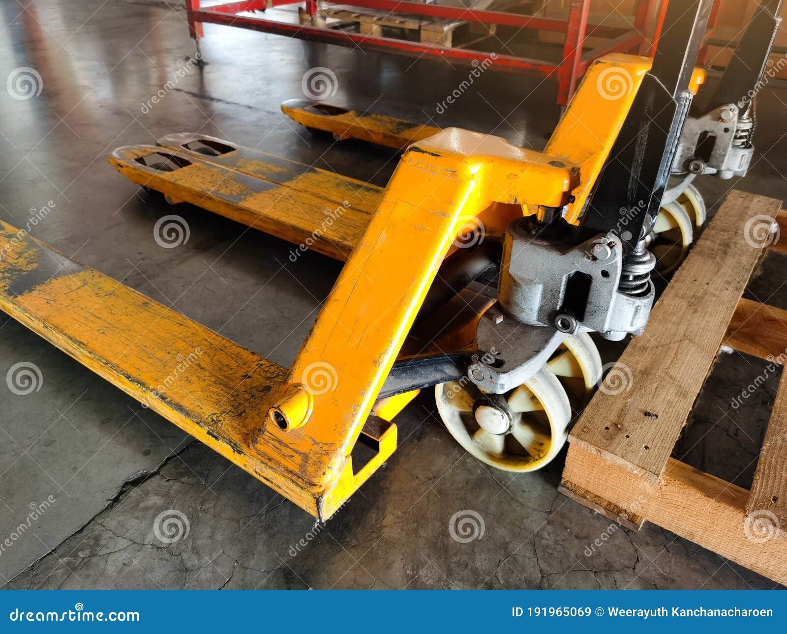Wooden Pallets Stack at the Freight Cargo Warehouse for Transportation ...