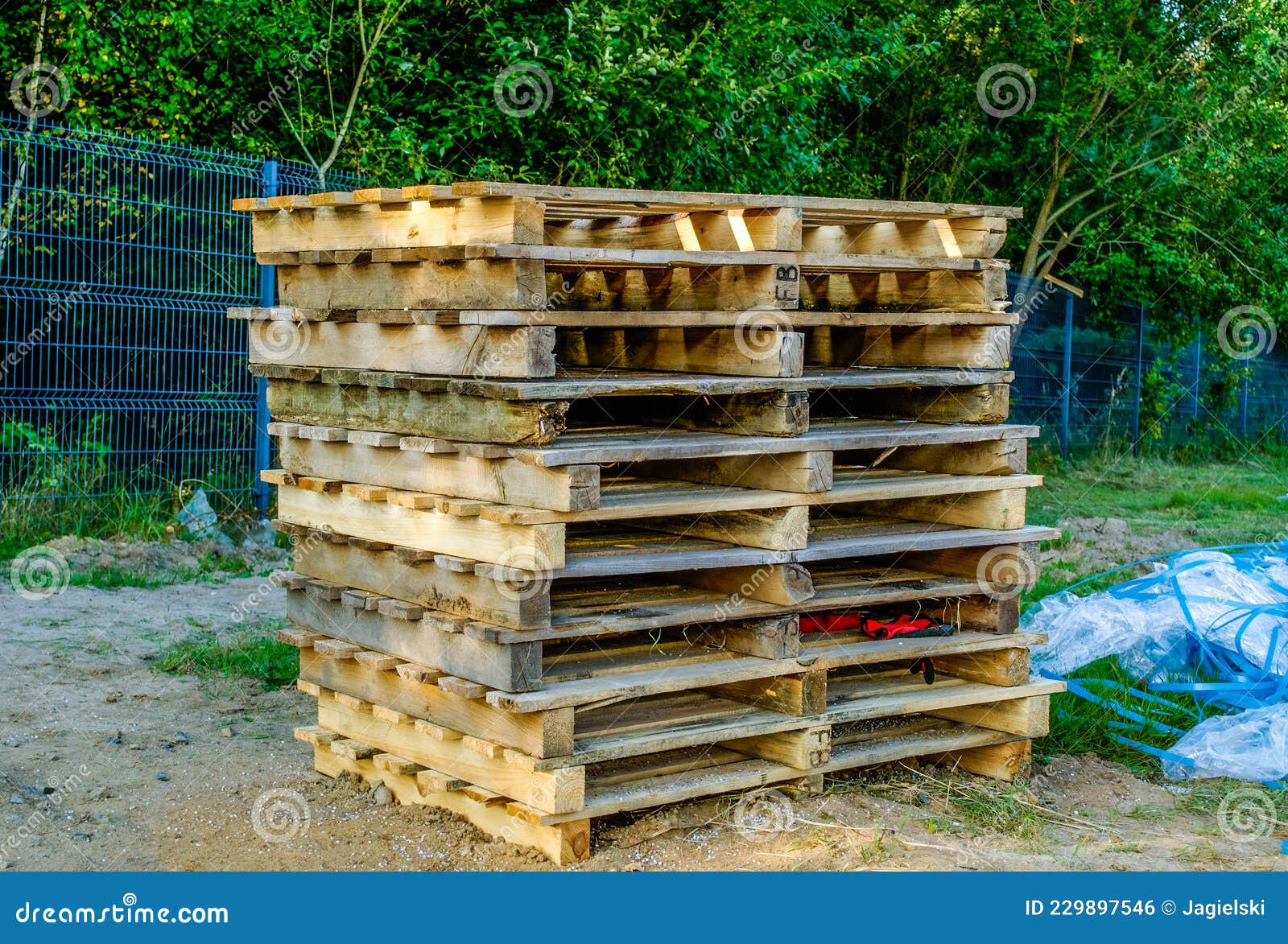 Wooden Pallets at the Construction Site Stock Photo - Image of stacked ...