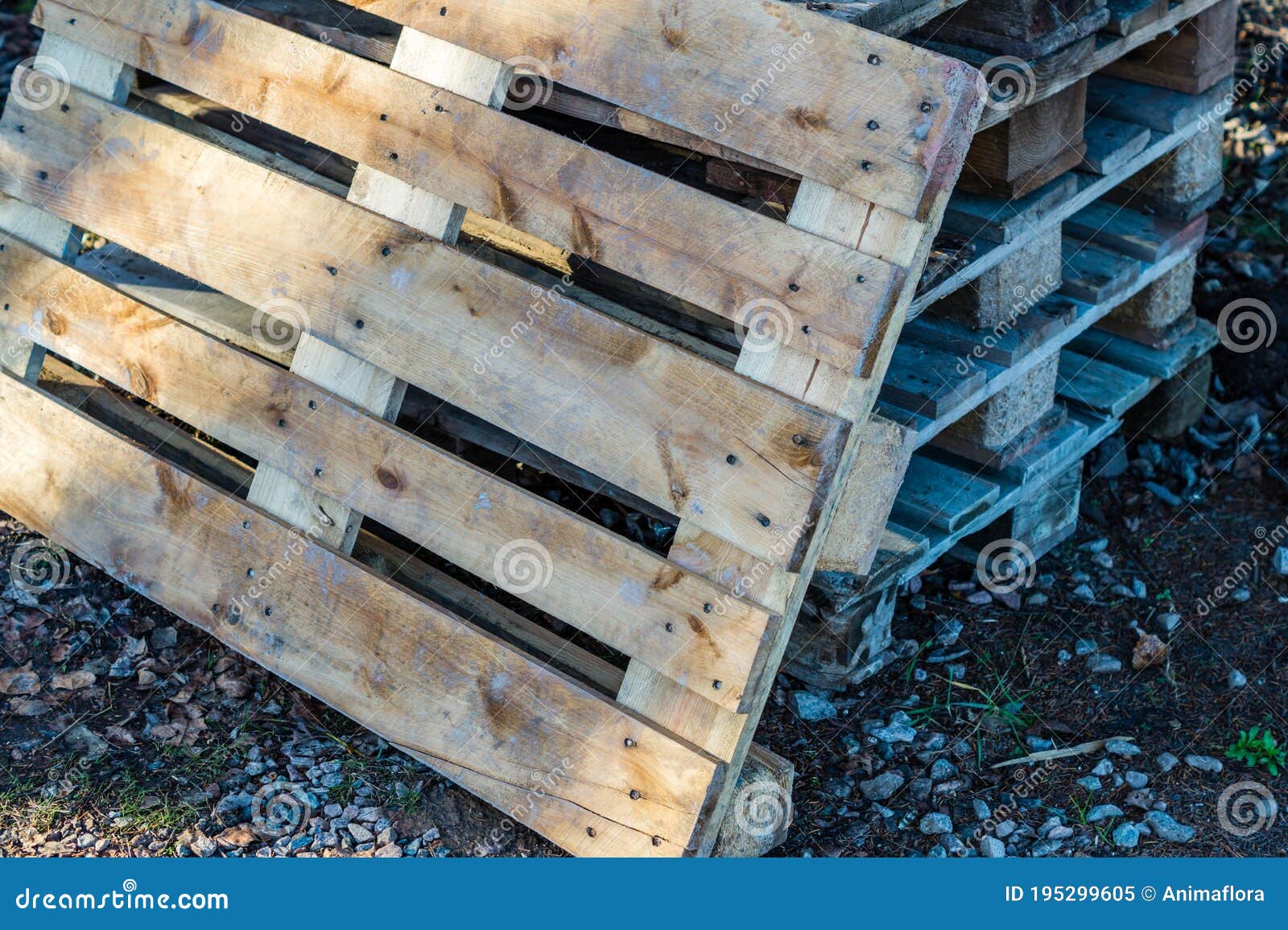 Wooden Pallets Stacking in the Logistic Stock Image - Image of platform ...