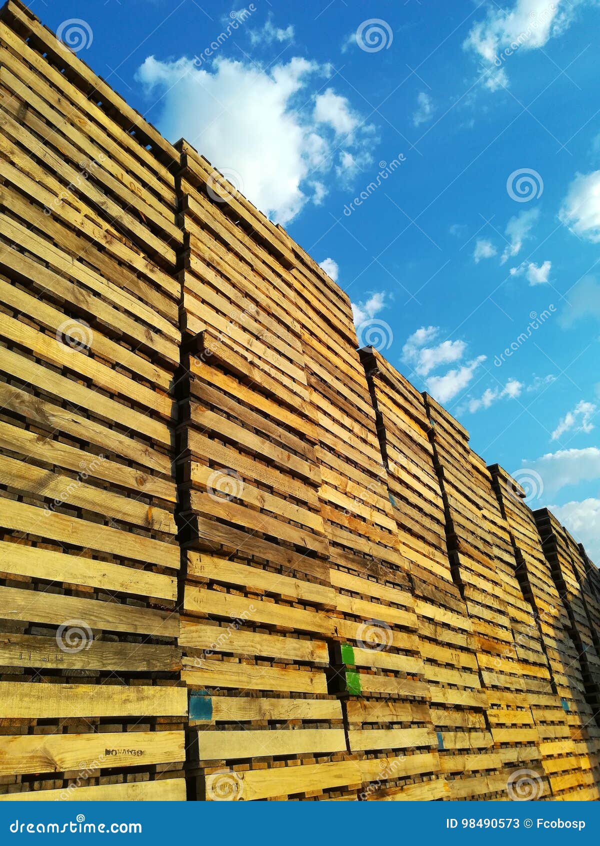 Wooden pallets stock image. Image of pallets, industry - 98490573