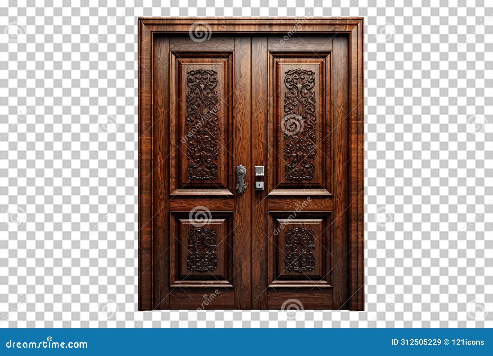 Wooden Panel Door on Transparent Background Stock Image - Illustration ...