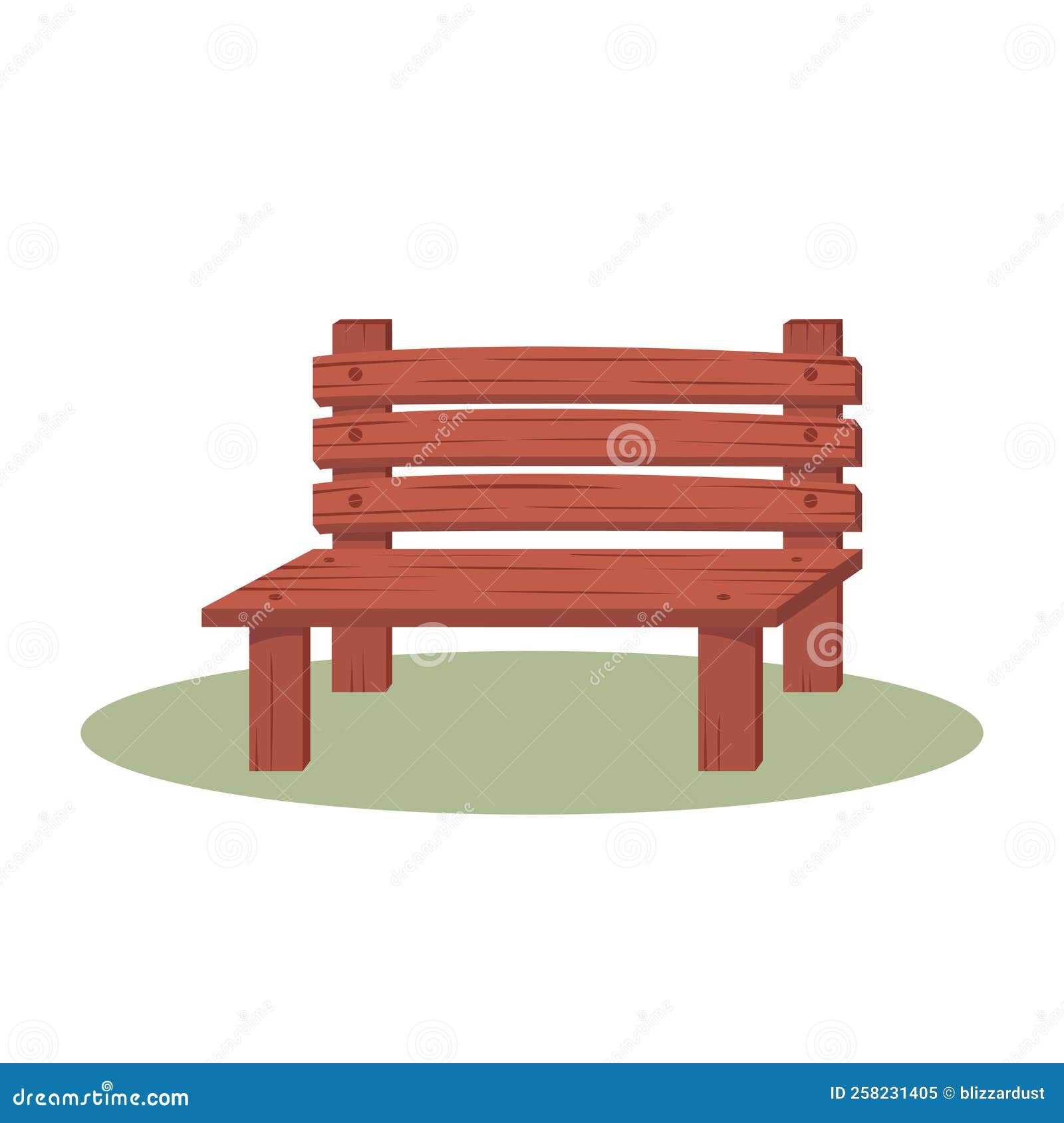 Wooden Park Bench in Flat Design Stock Vector - Illustration of ...
