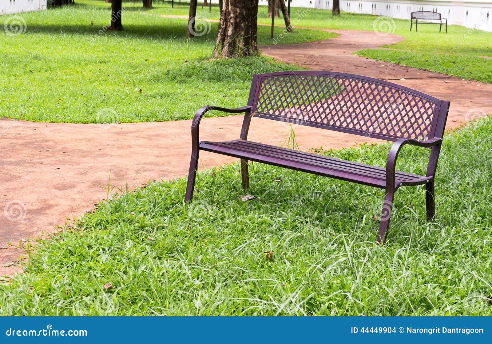 Wooden Park Bench at the Public Park Image Stock Photo - Image of color ...
