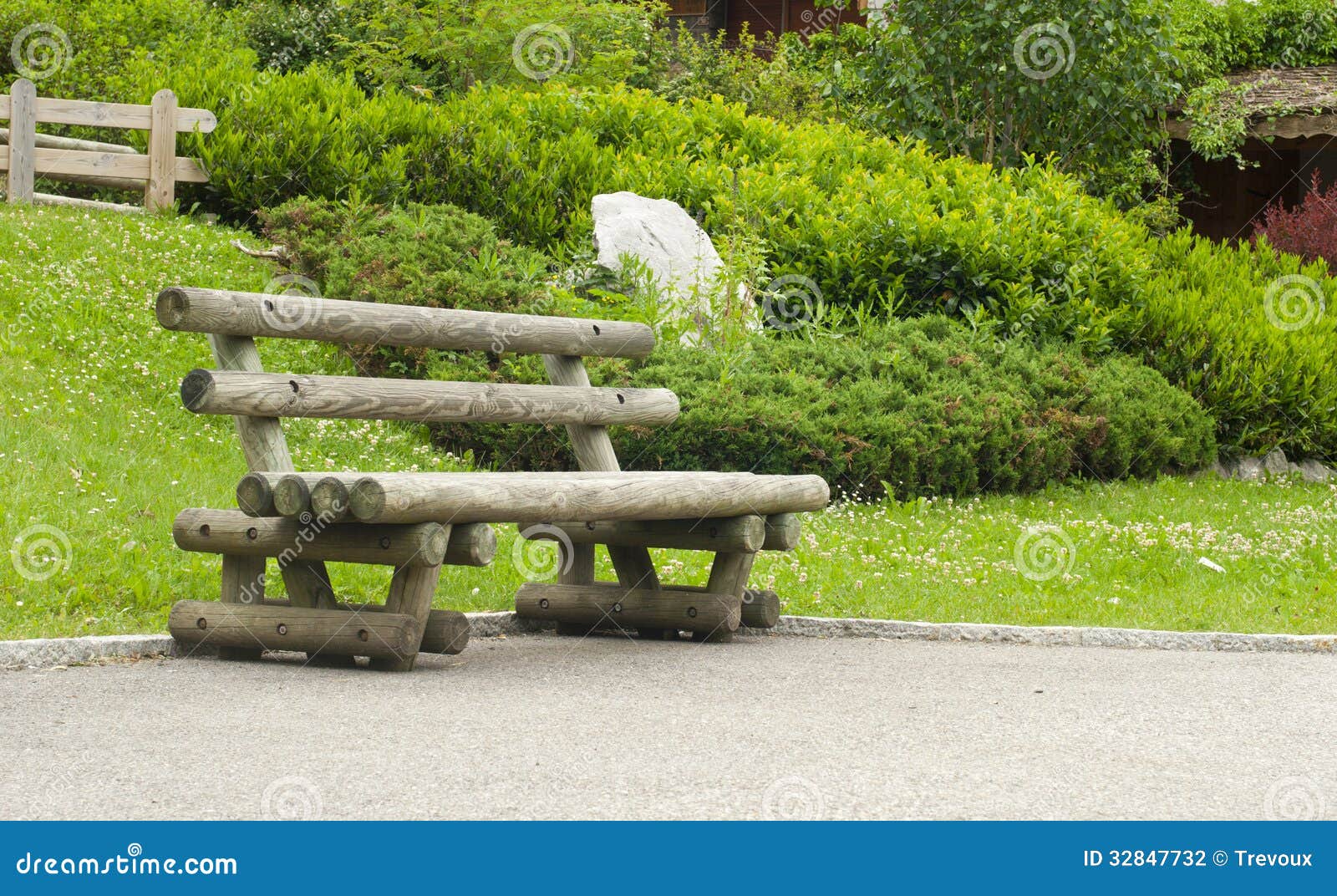 Wooden park bench stock photo. Image of yard, fresh, grass - 32847732
