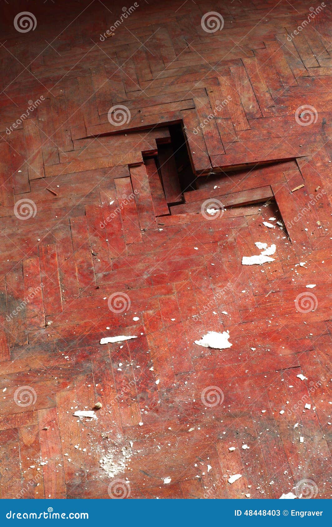 Wooden Parquet Floor Red Detail Defect Stock Image - Image of worn ...