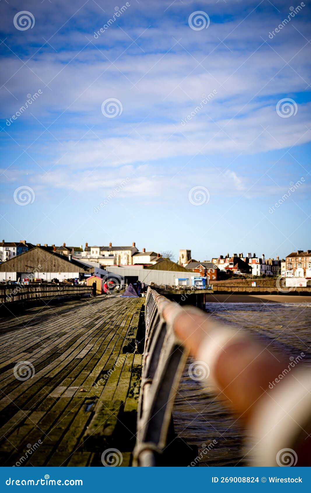 Wooden Path in Background of Buildings Stock Photo - Image of town ...