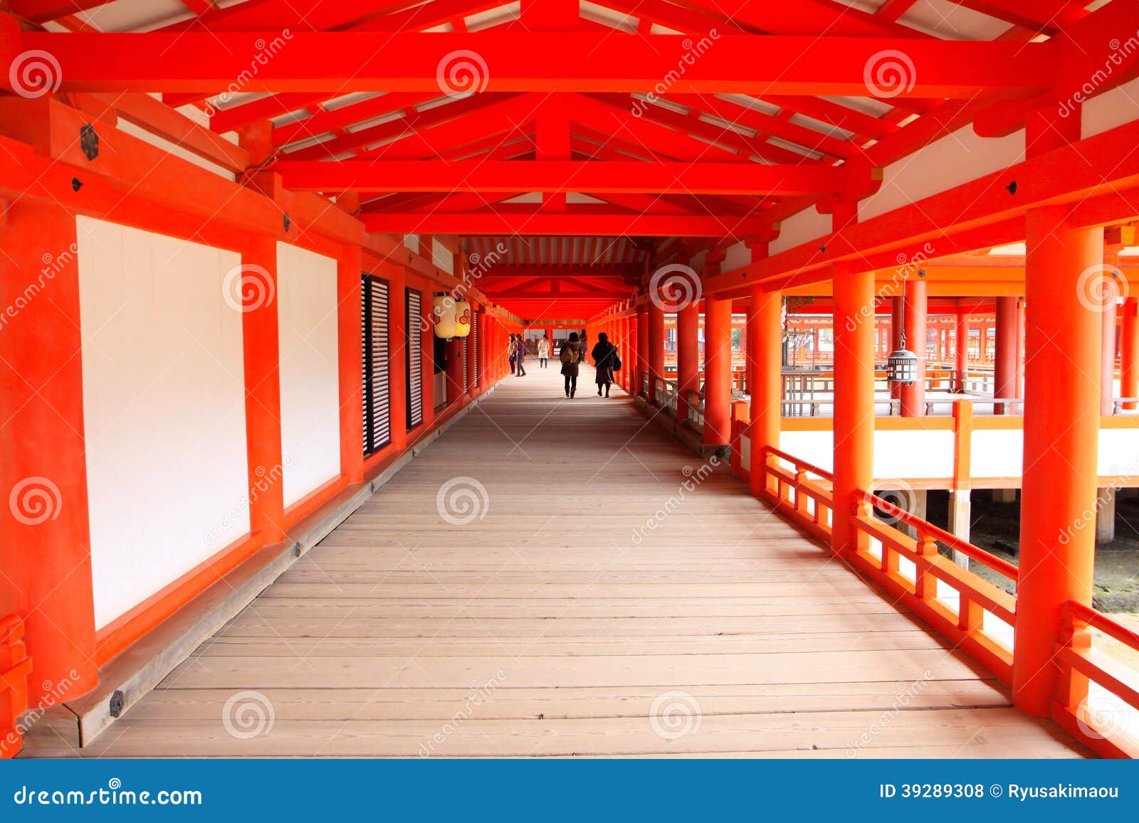 Wooden path in red shrine editorial stock photo. Image of miyajima ...