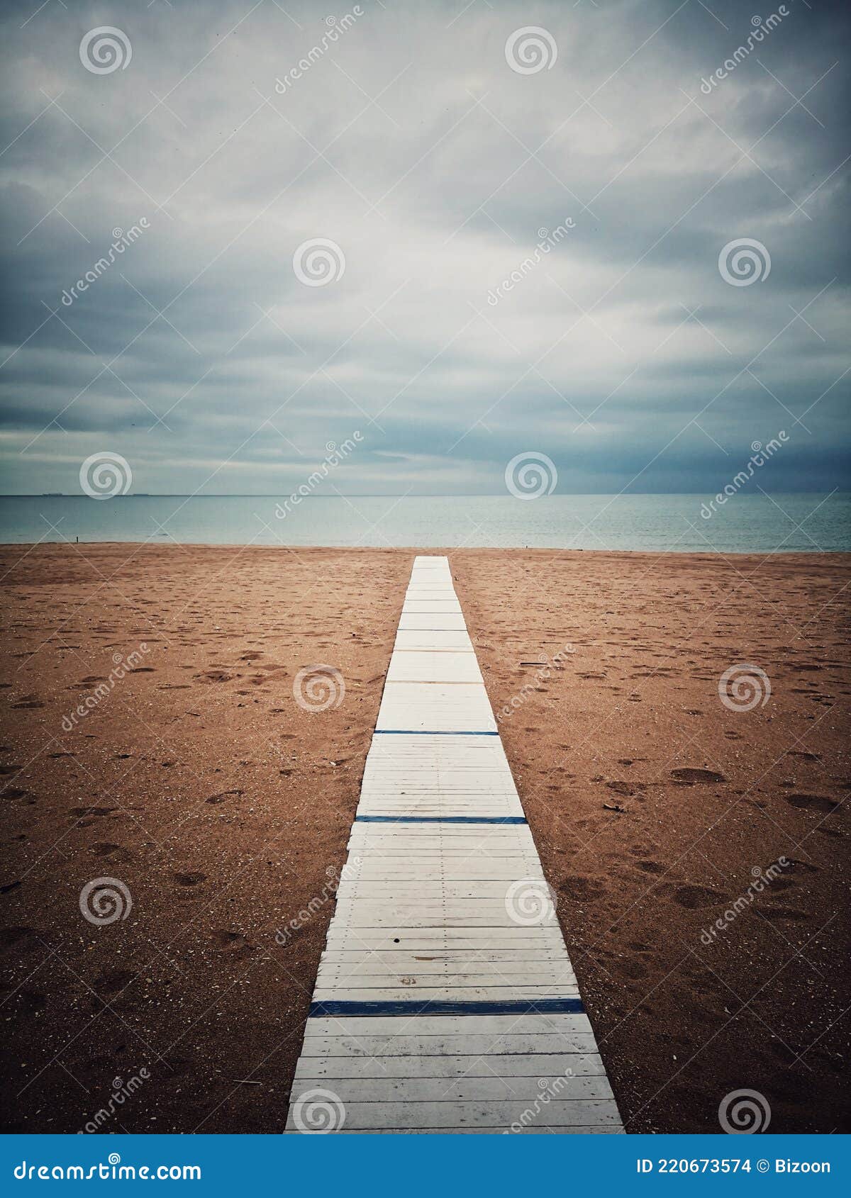 Wooden path to the sea stock photo. Image of nature - 220673574