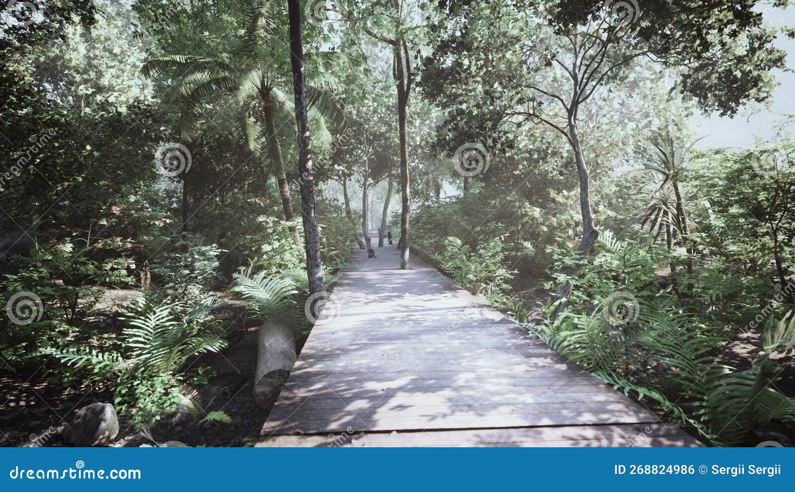 Wooden Path Track from Planks in Forest Park Stock Illustration ...