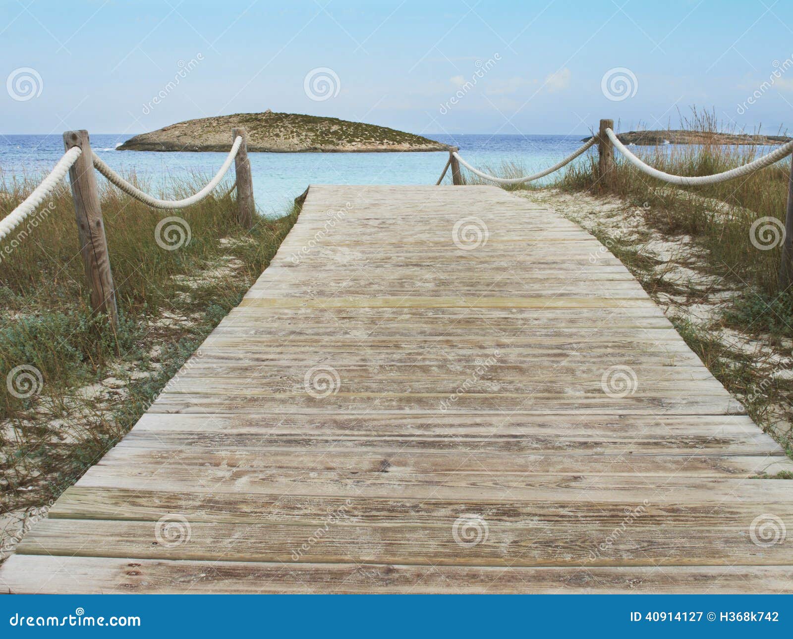 Wooden Pathway on a Mediterranean Beach Stock Image - Image of fence ...