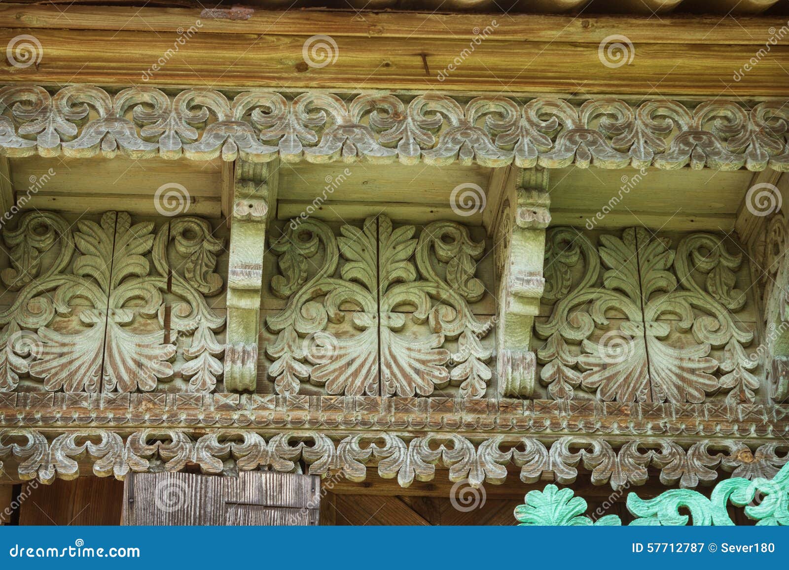 Wooden Patterns on the Eaves of an Old House Stock Image - Image of ...