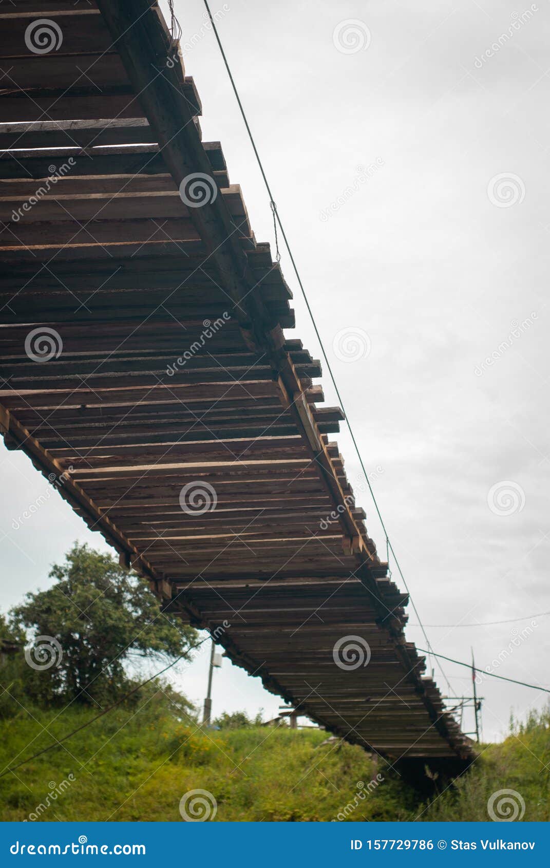 Wooden Pedestrian Bridge, Bottom View, Stock Photo - Image of stream ...