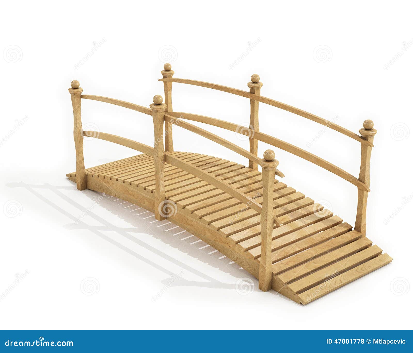 Wooden Pedestrian Bridge Isolated on White Background Stock ...