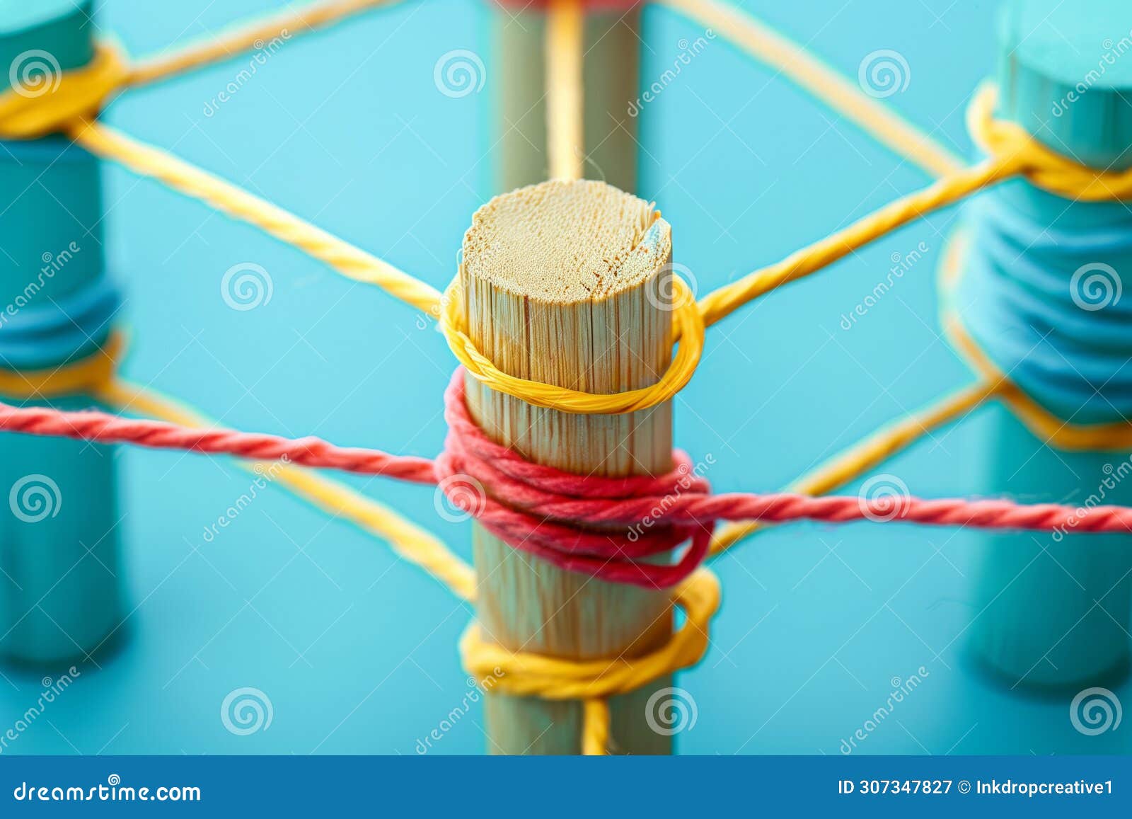 A Wooden Peg Connected with String. Communication, Technology, Network ...