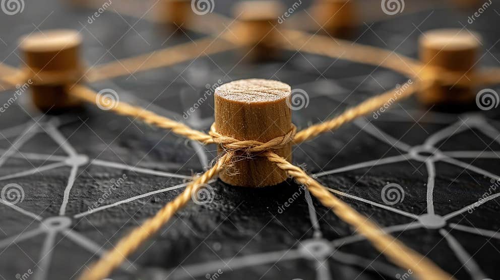Wooden Peg Tied with String Symbolizes Connectivity and Communication ...