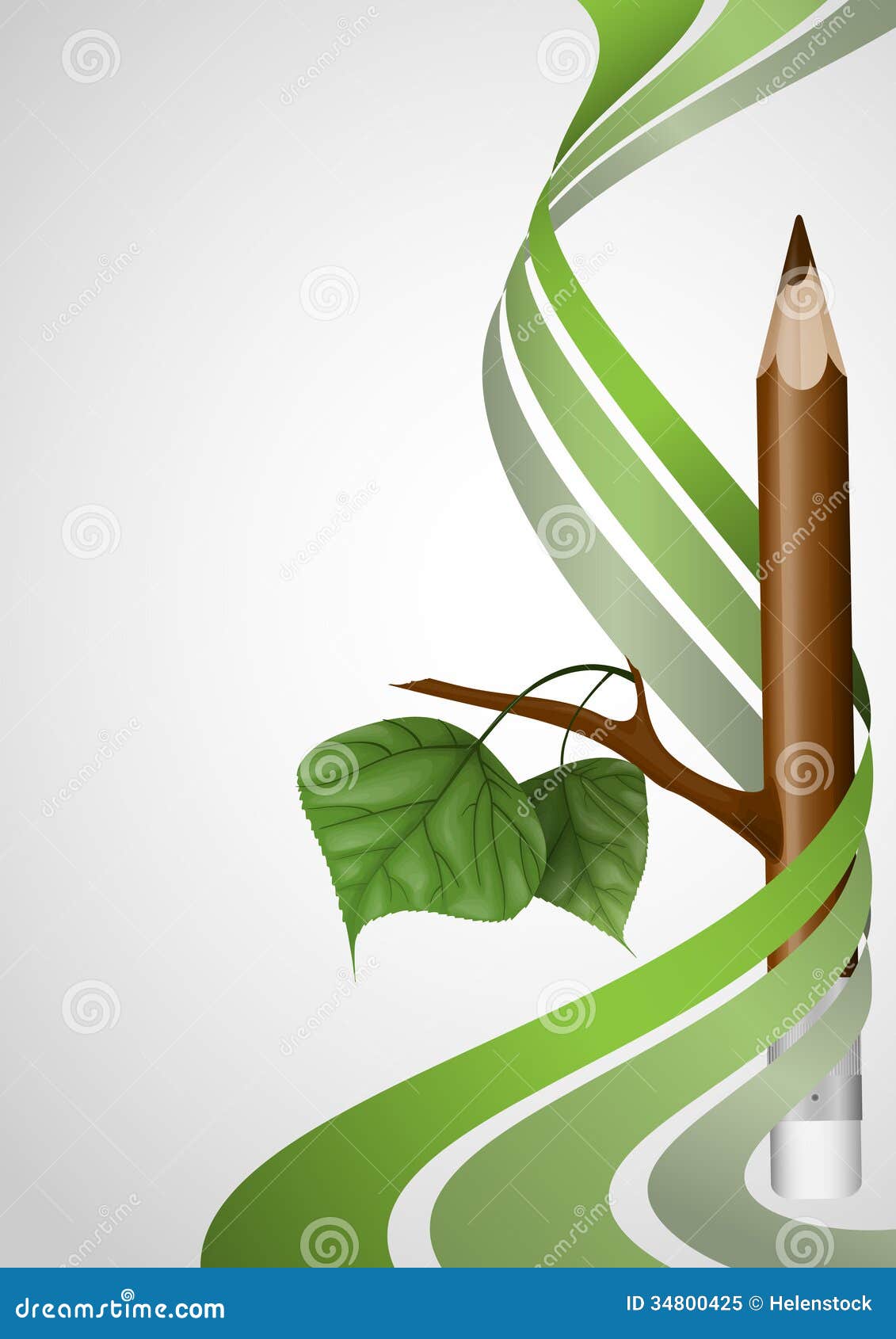 Wooden Pencil with Leaf. stock illustration. Illustration of drawing ...