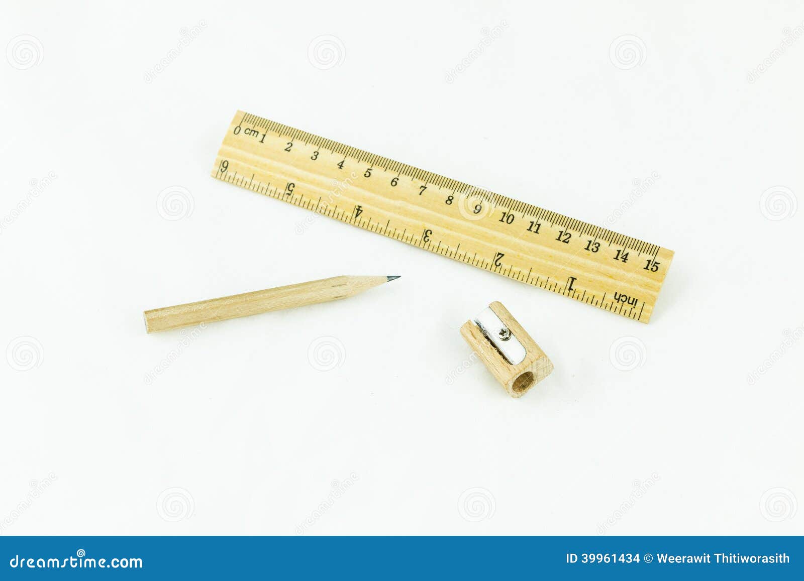 Wooden Pencil Sharpener and Ruler Stock Photo - Image of sharpen ...