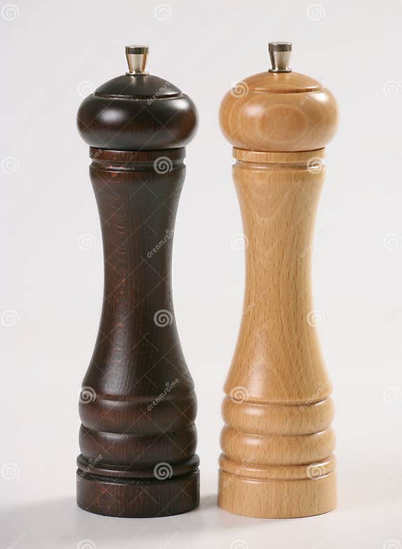 Wooden peppermills stock image. Image of brown, meal, india - 8823465