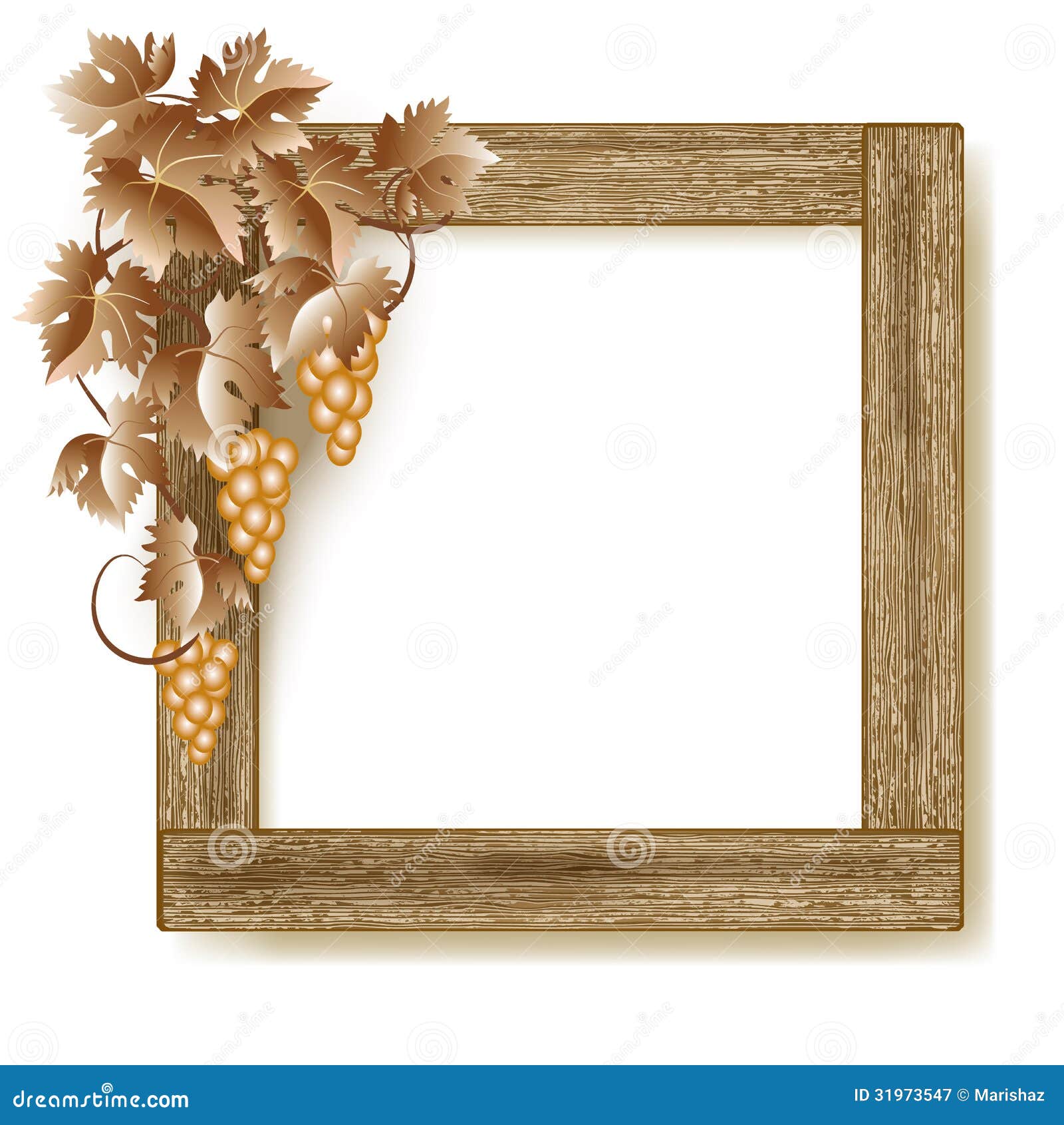 Wooden Photo Frame with Grapes Stock Vector - Illustration of foliage ...