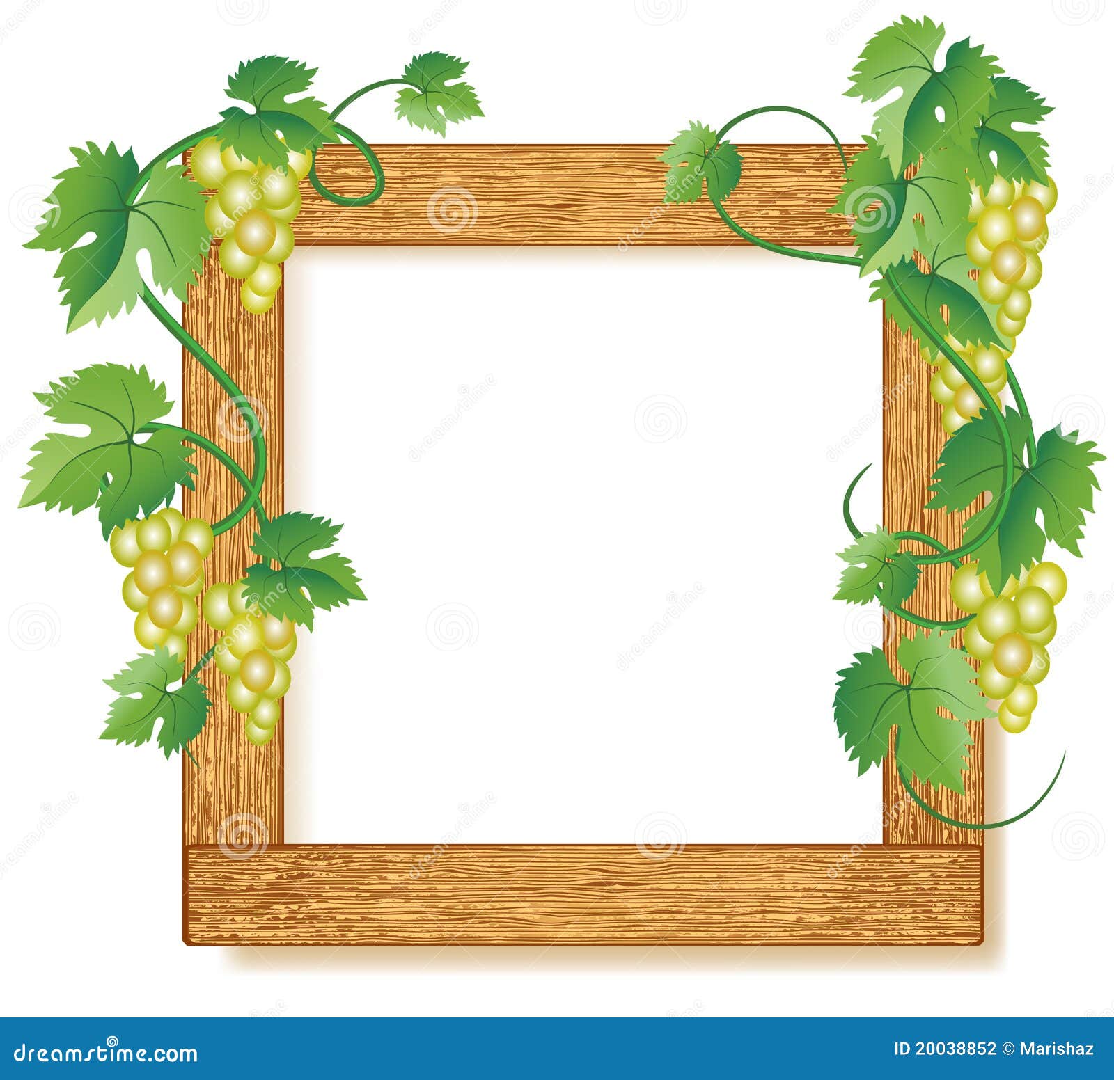 Wooden Photo Frames with Grapes Stock Vector - Illustration of brush ...