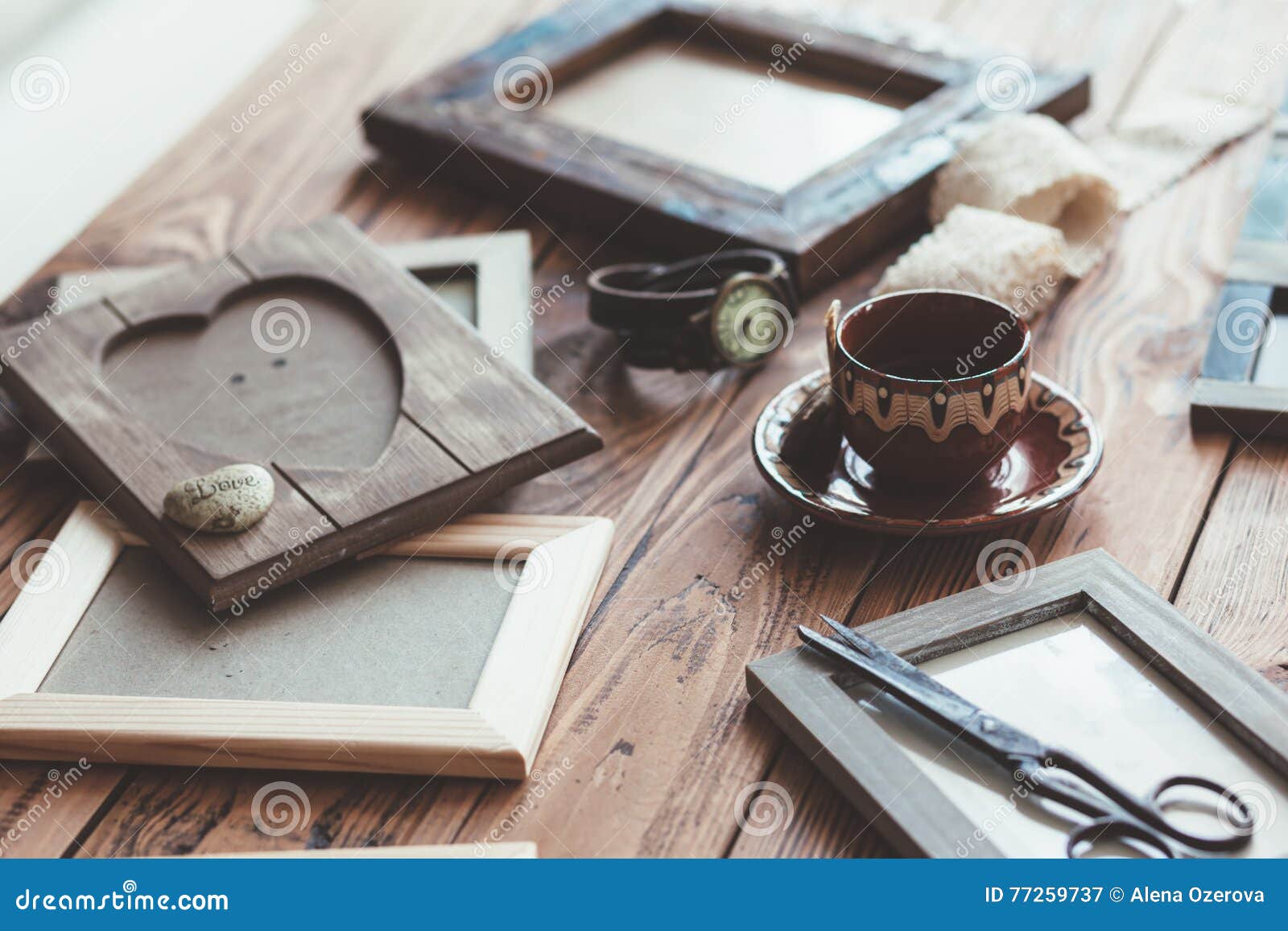 Wooden photo frames stock image. Image of concepts, life - 77259737
