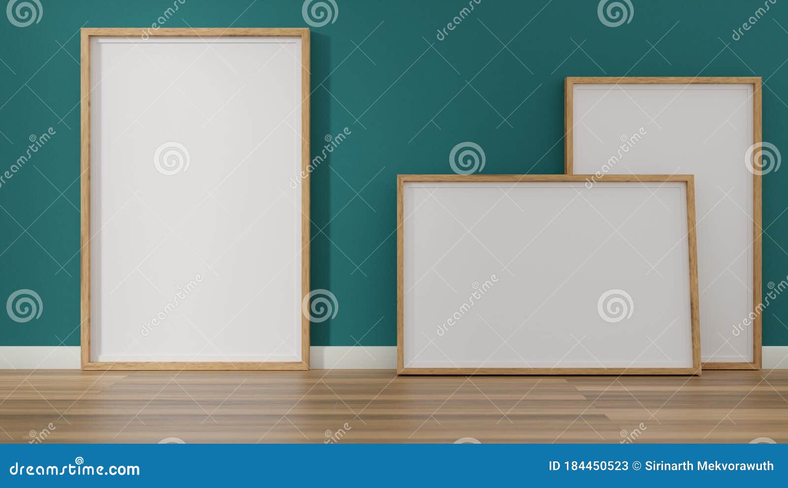 Wooden Photo Poster Frames Laying on Floor Stock Image - Image of ...