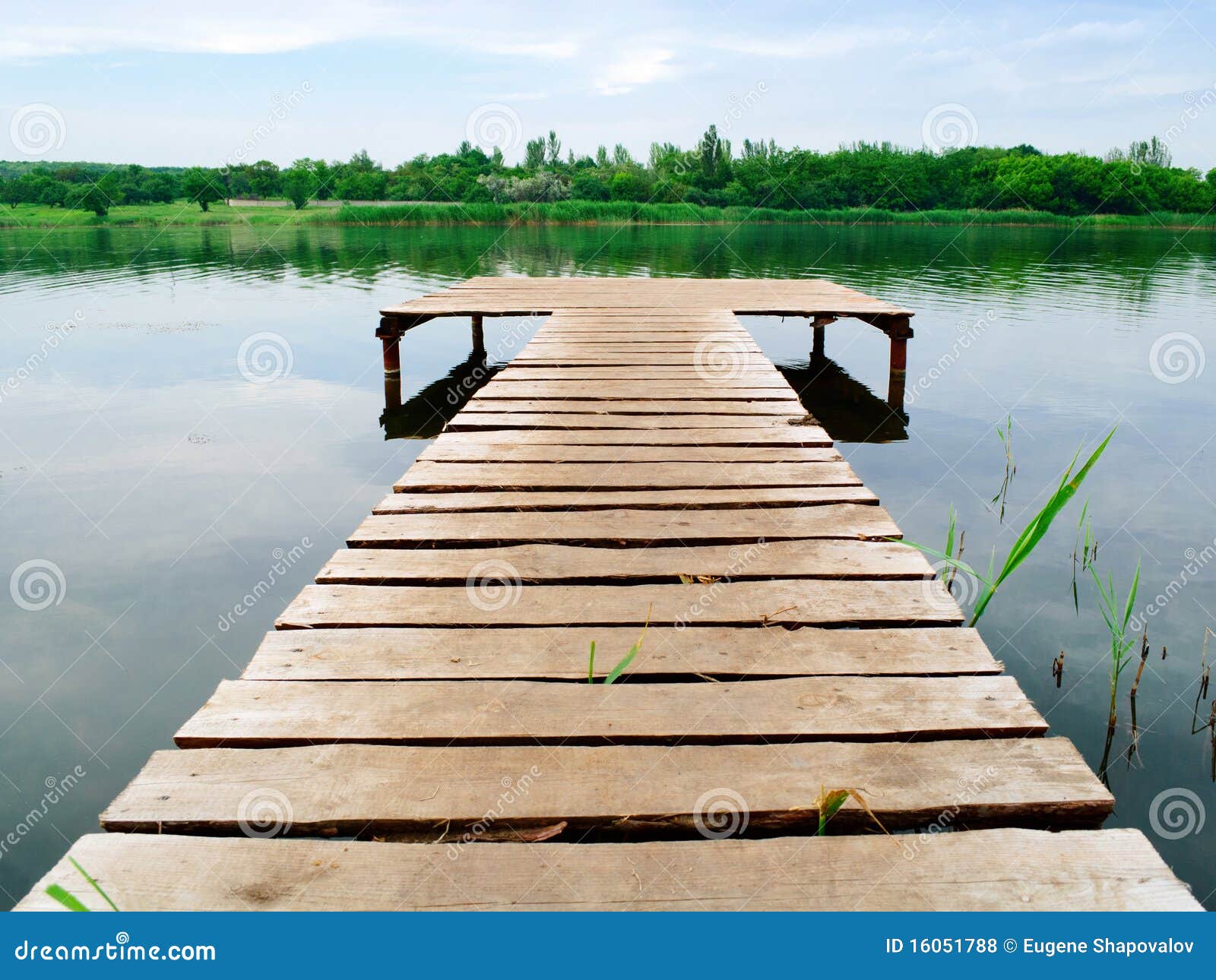 Wooden pier stock photo. Image of reflection, lonely - 16051788