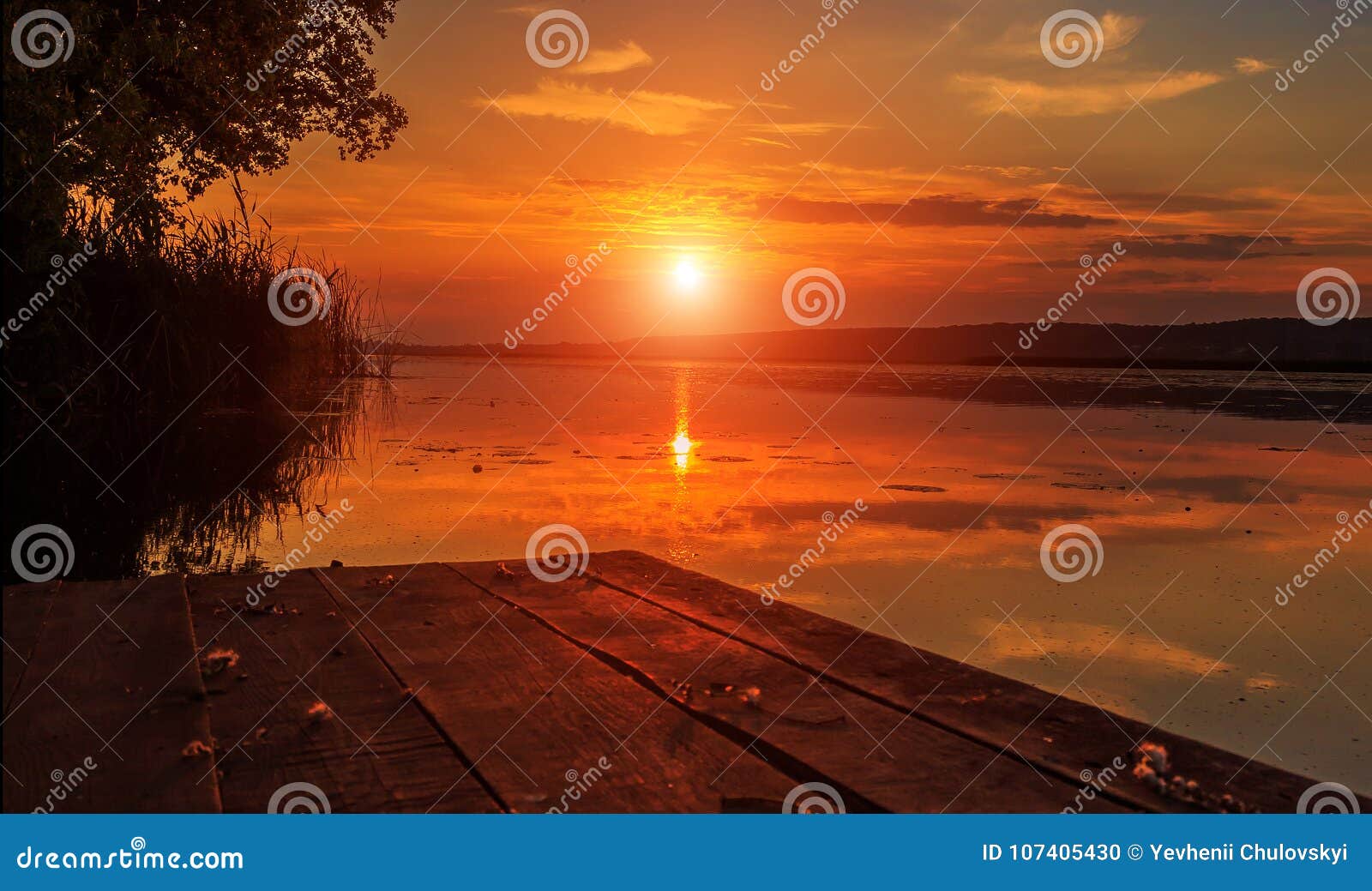 Wooden Pier Over the Water. at Sunset Stock Photo - Image of golden ...