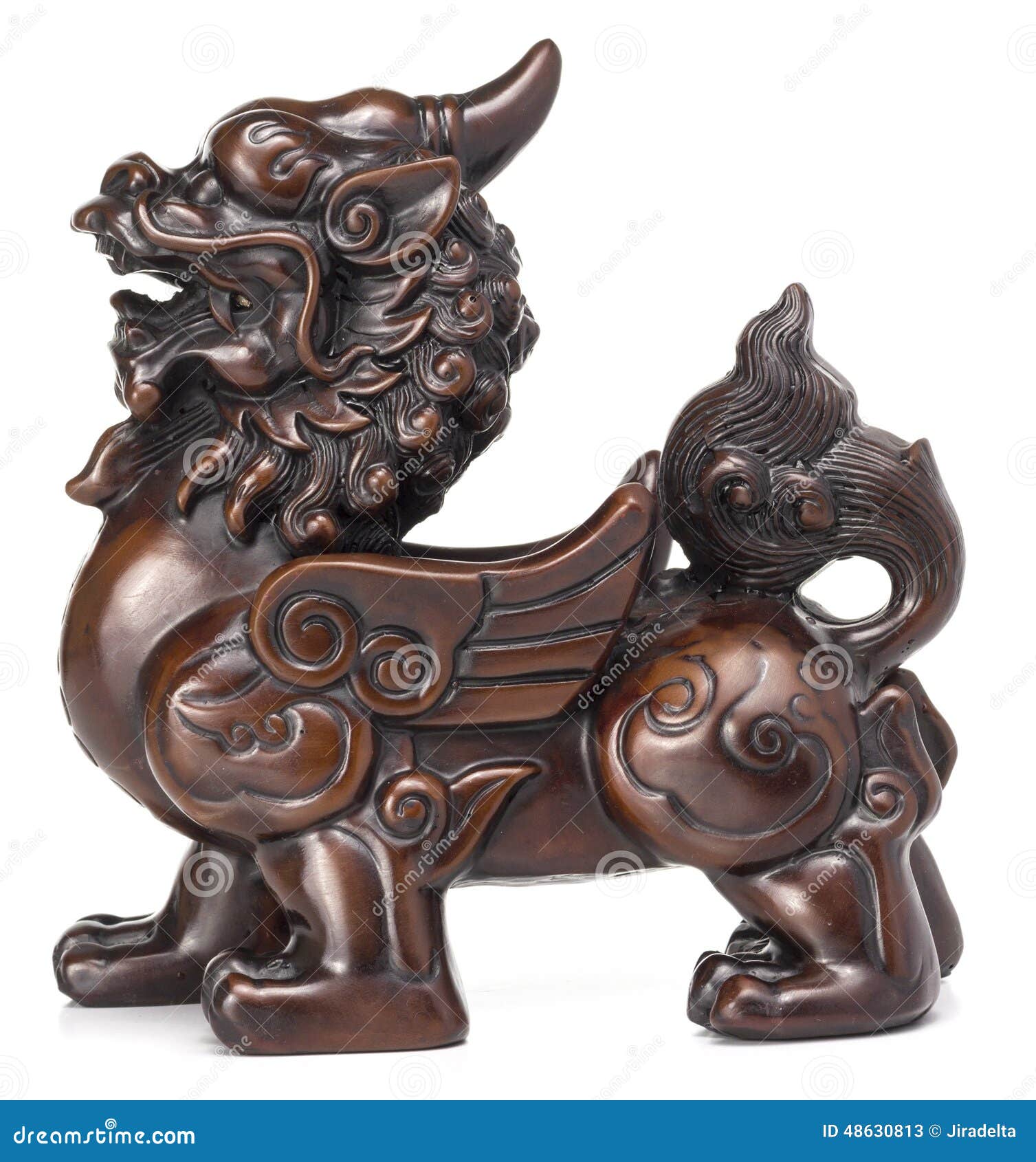 Wooden Pixiu in White Background Stock Image - Image of asia, sign ...