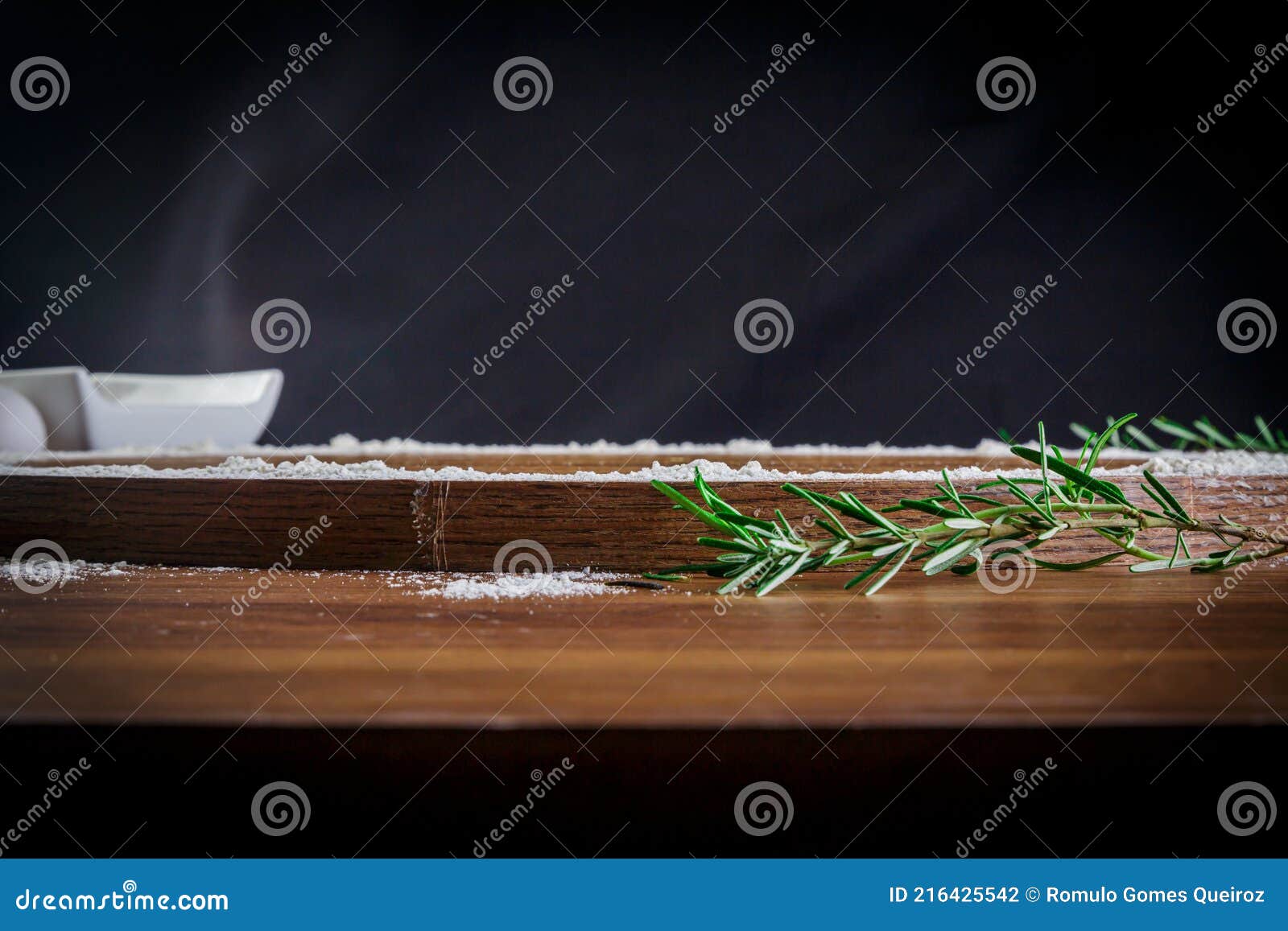Wooden Pizza Pan, Wrapped in Wheat, Eggs and Rosemary Stock Photo ...