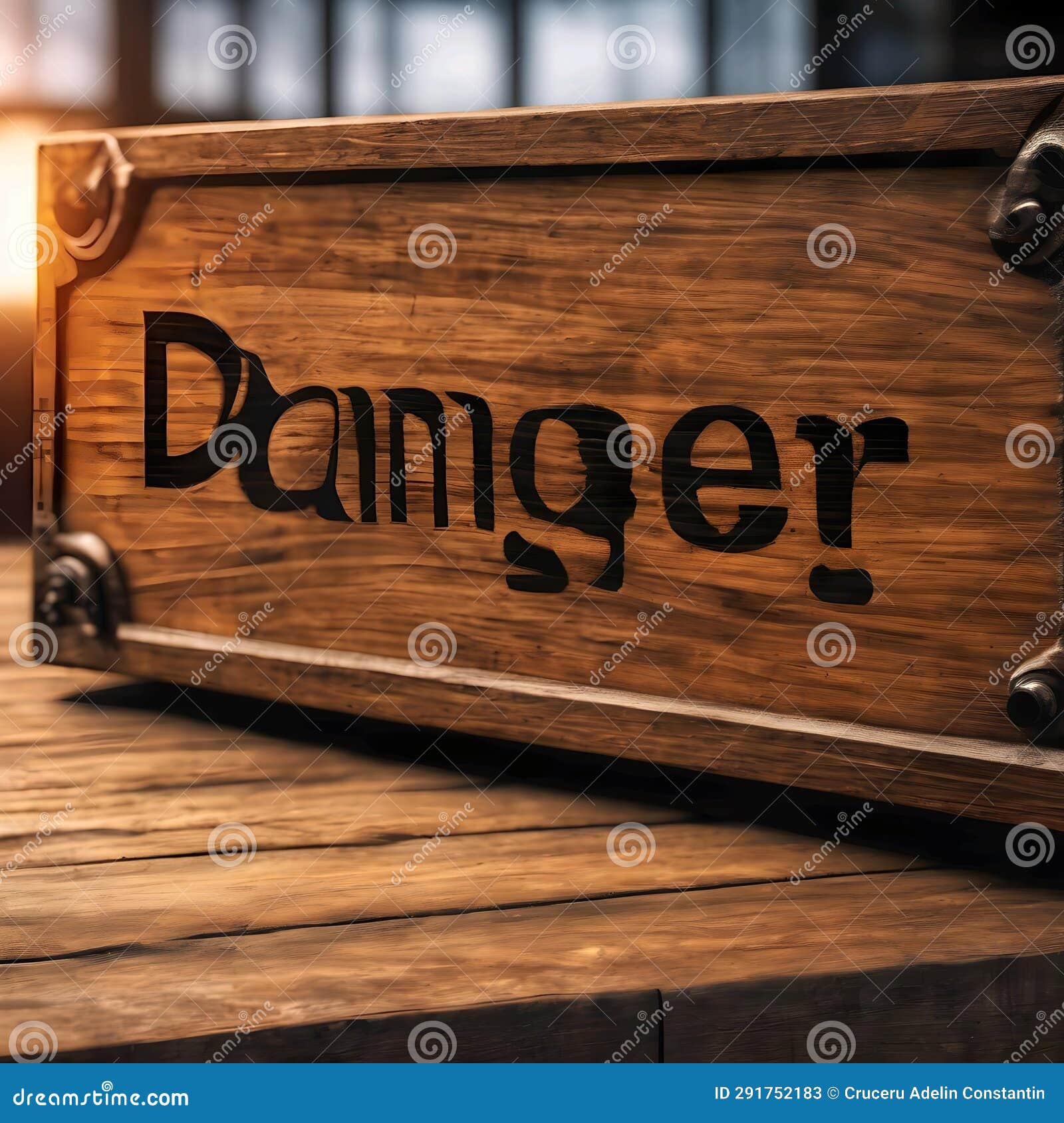 Wooden Placard Danger Message Sign Stock Image - Image of message ...