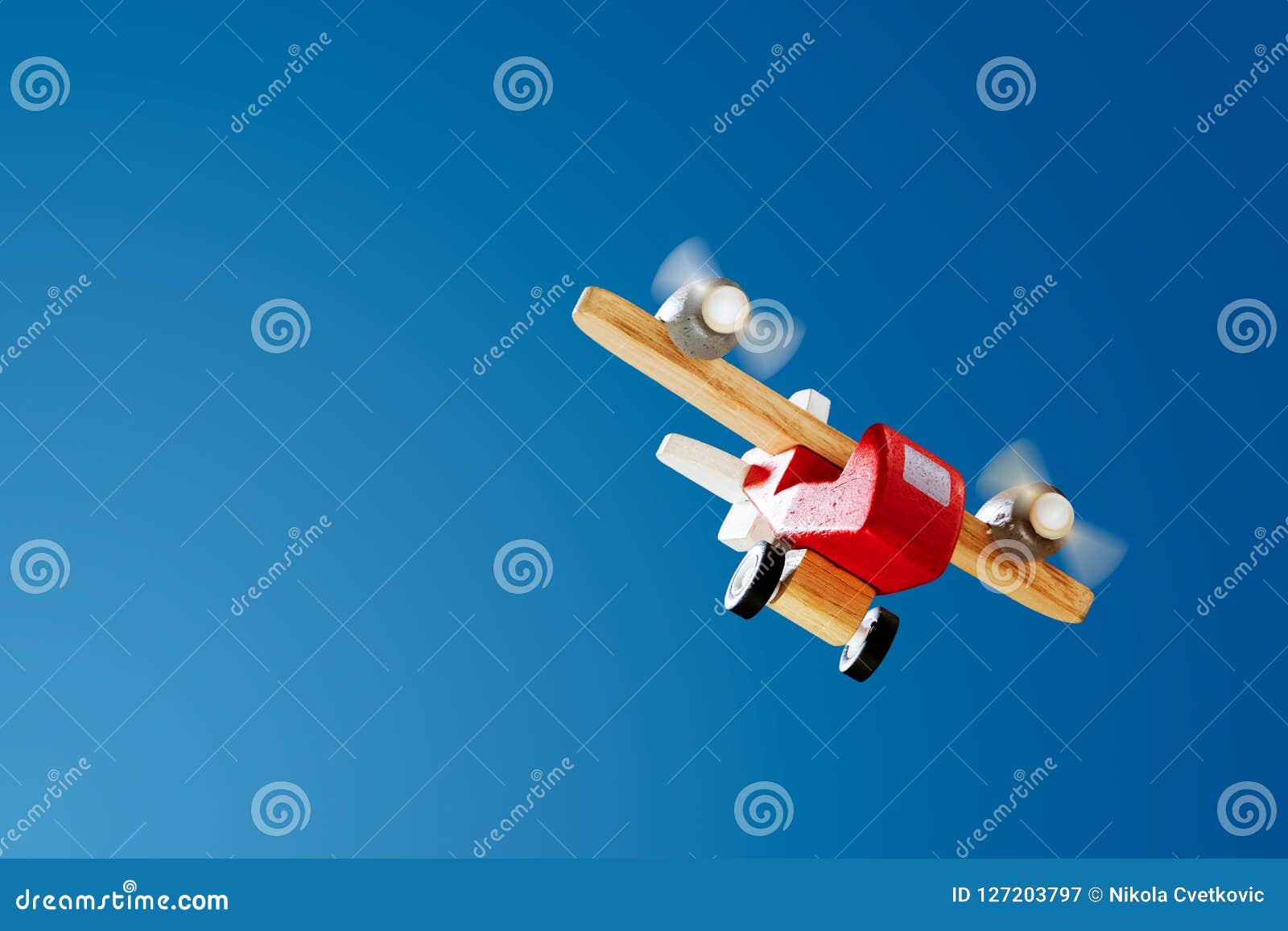 Wooden Plane Flying on Blue Sky Stock Image - Image of inspire ...