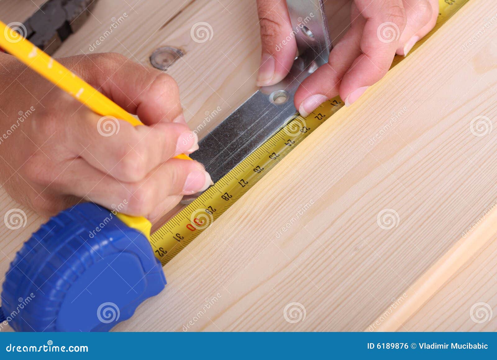 Wooden Plank and Measuring Tape Stock Photo - Image of construct ...
