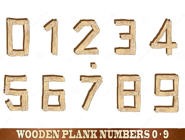 Wooden Plank Numbers stock vector. Illustration of character - 25544010