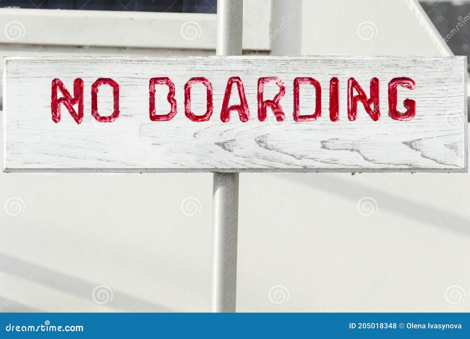 Wooden Plank with the Phrase Prohibition No Boarding Stock Photo ...