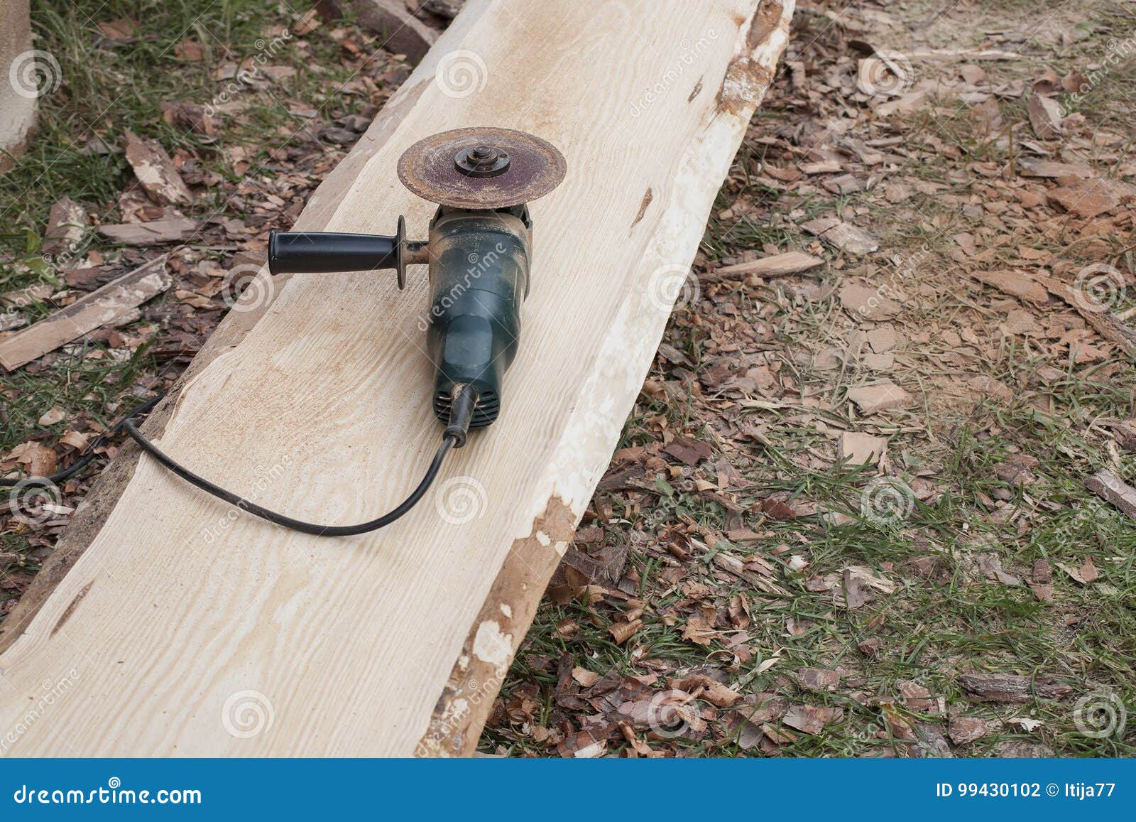 Wooden Plank of Pine without Peel before Abrading Process Stock Photo ...