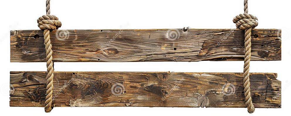 Wooden Plank Structure with Hanging Ropes, Rustic Decor Concept Stock ...