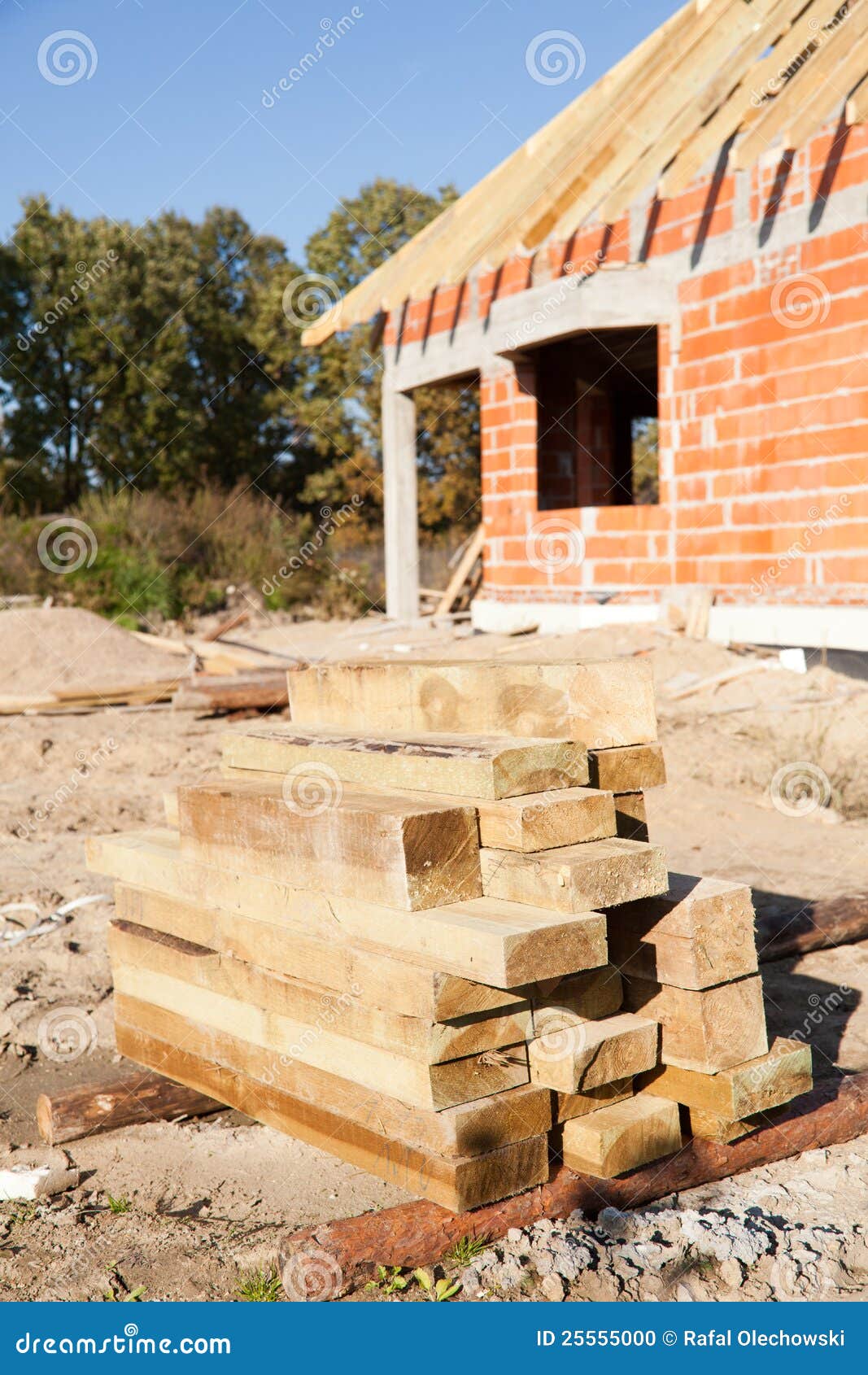 Wooden Planks and Unfinished House Stock Photo - Image of lumber ...