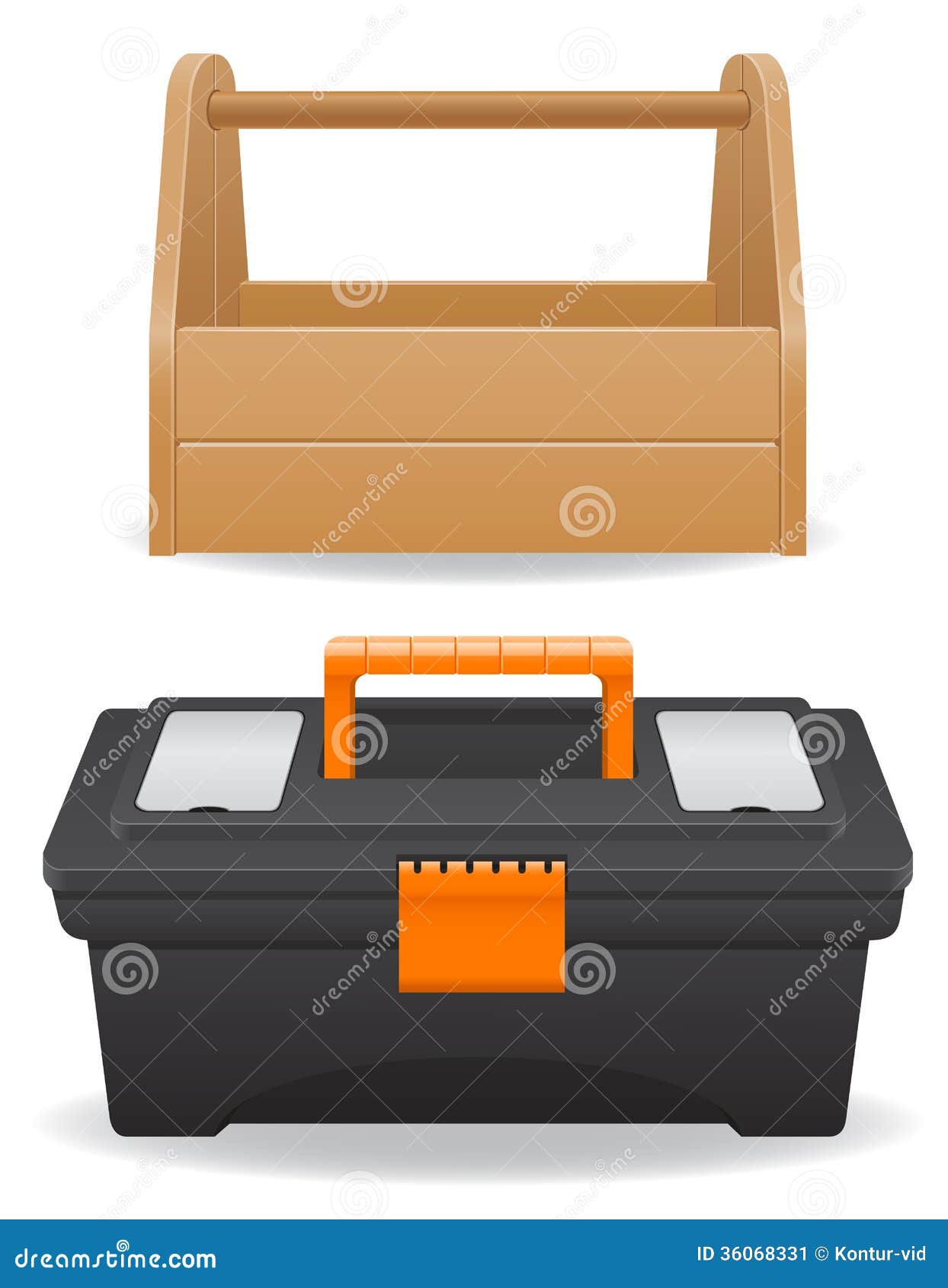 Wooden and Plastic Tool Box Vector Illustration Stock Vector ...