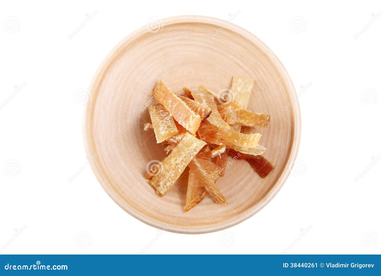 Wooden Plate with Dried Fish, Isolated Image on White Background Stock ...