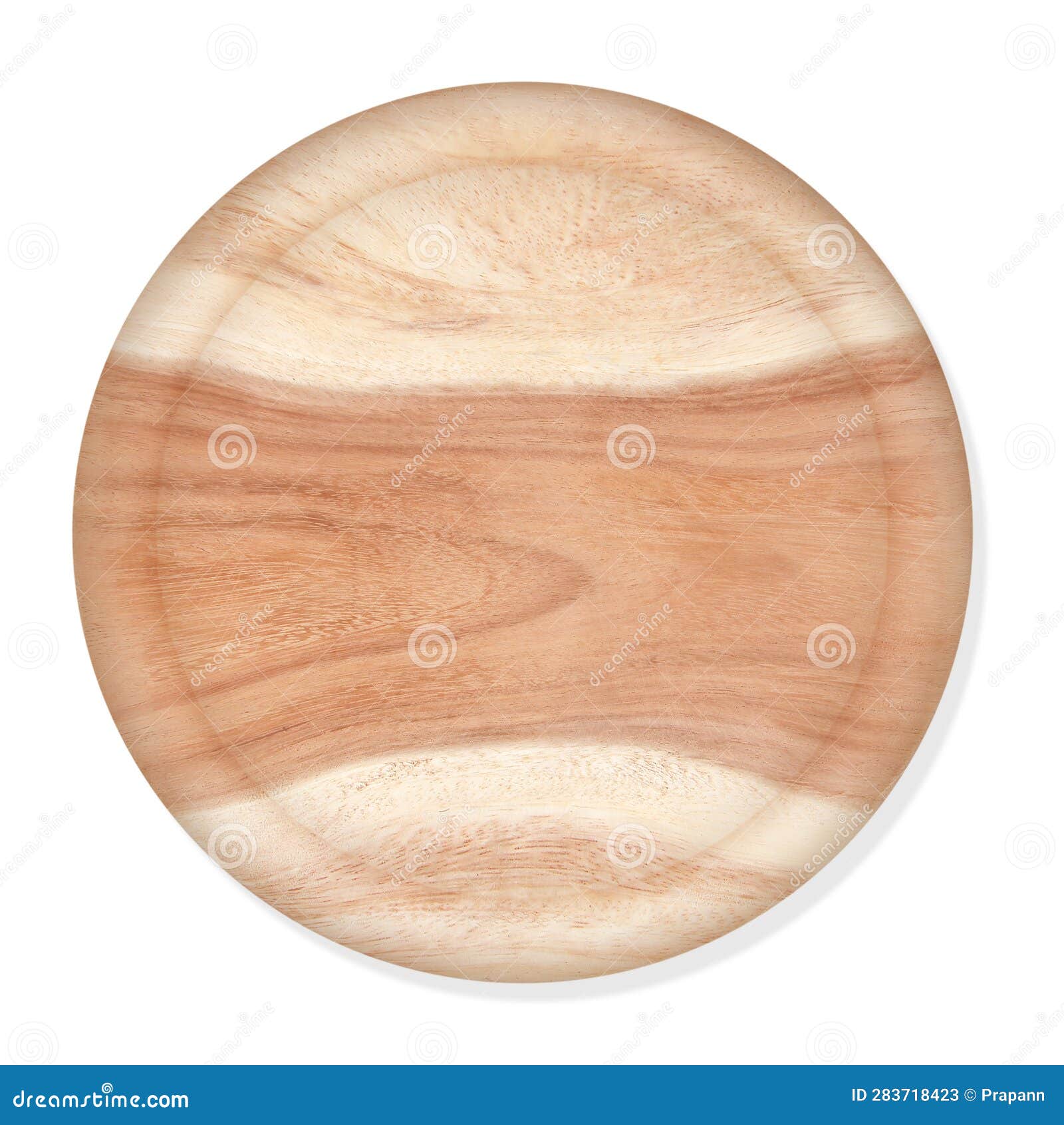 Wooden Plate Top View on White Background Stock Image - Image of view ...