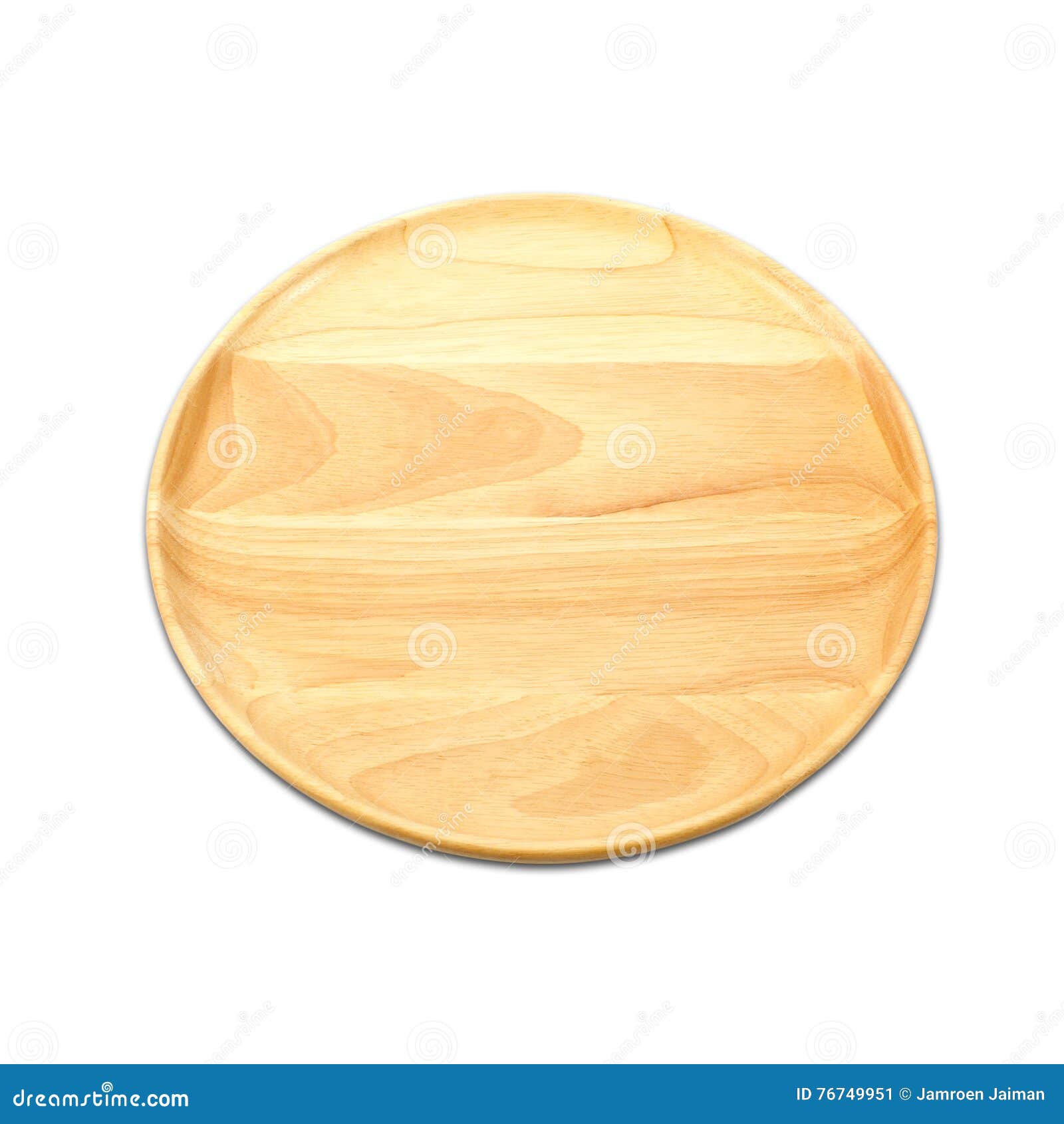 Wooden Plate Top View on White Background. Stock Image - Image of wood ...