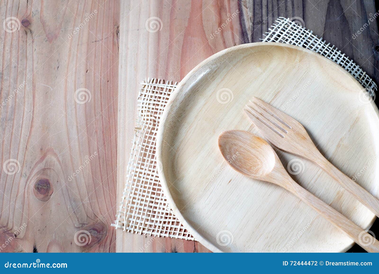 The Wooden Plate on a Wood Table Stock Photo - Image of material ...