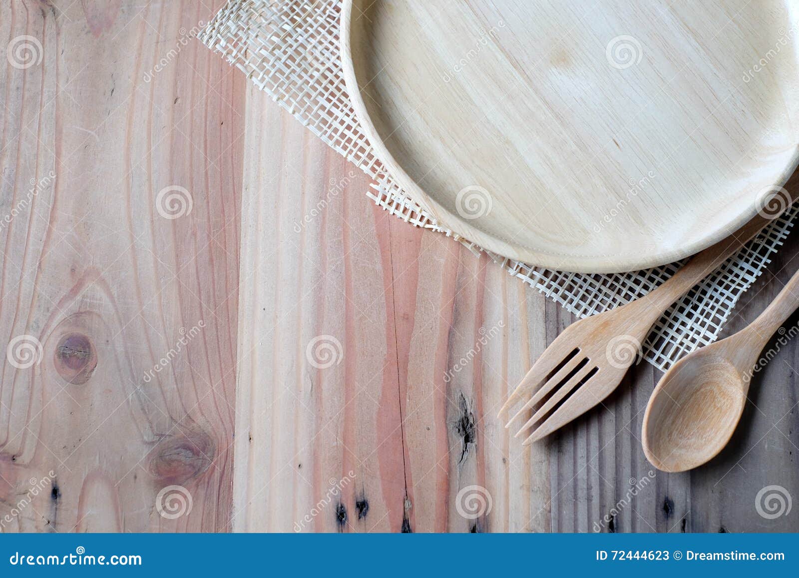 The Wooden Plate on a Wood Table Stock Image - Image of material, plate ...